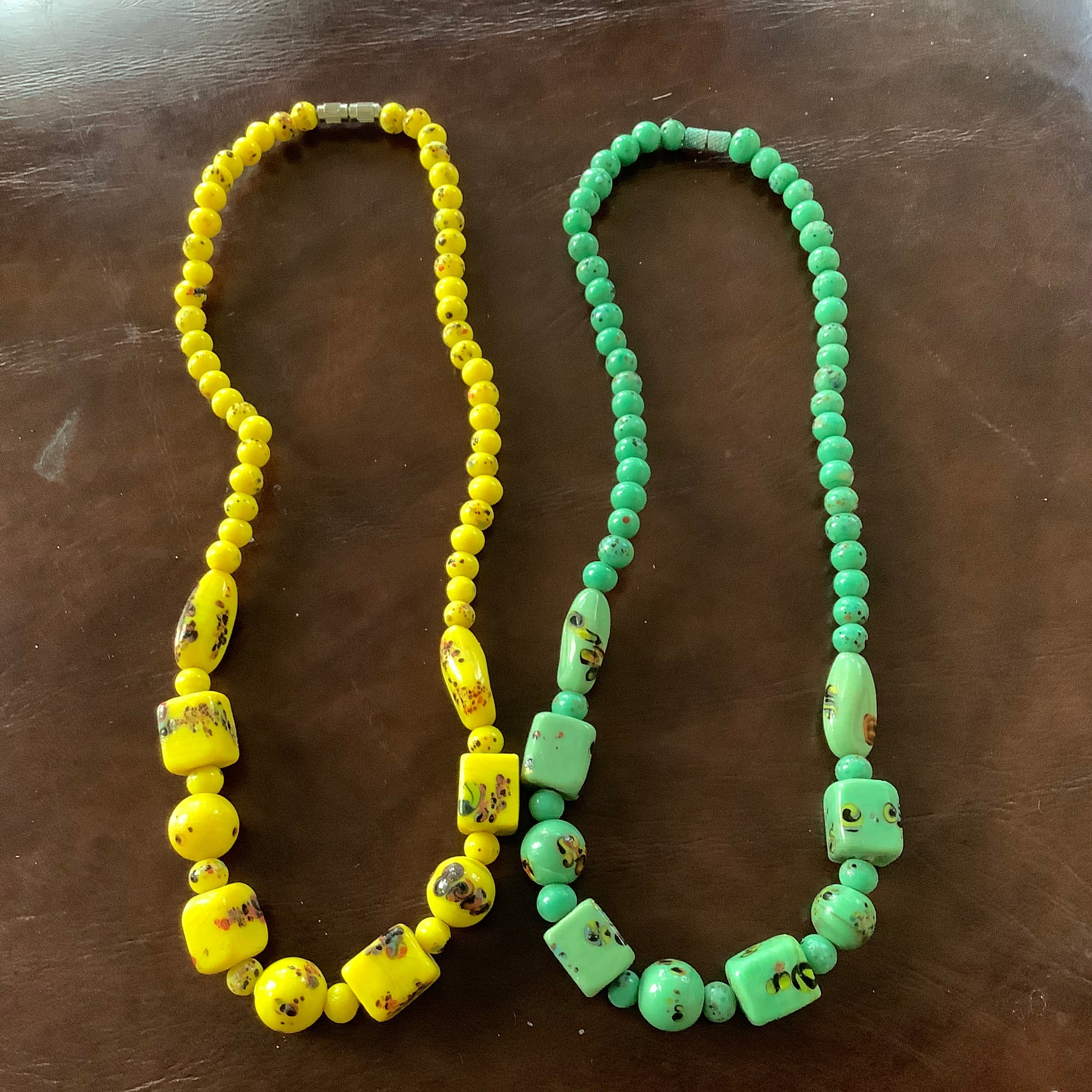 Pair Of Vintage Bead Necklaces. One Predominately Yellow Color, The ...