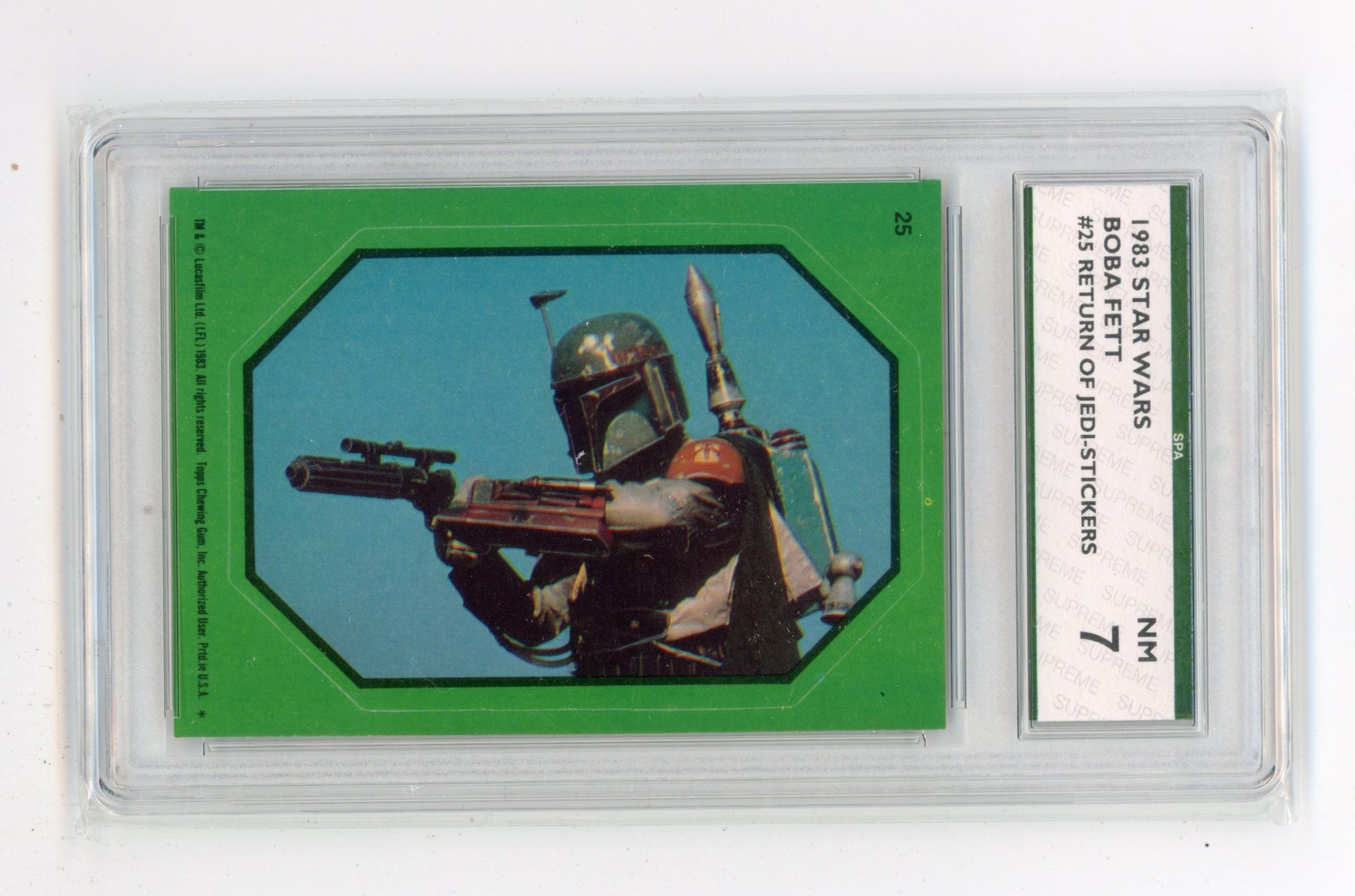 1983 Star Wars Boba Fett Return Of The Jedi Sticker Green Border Graded ...
