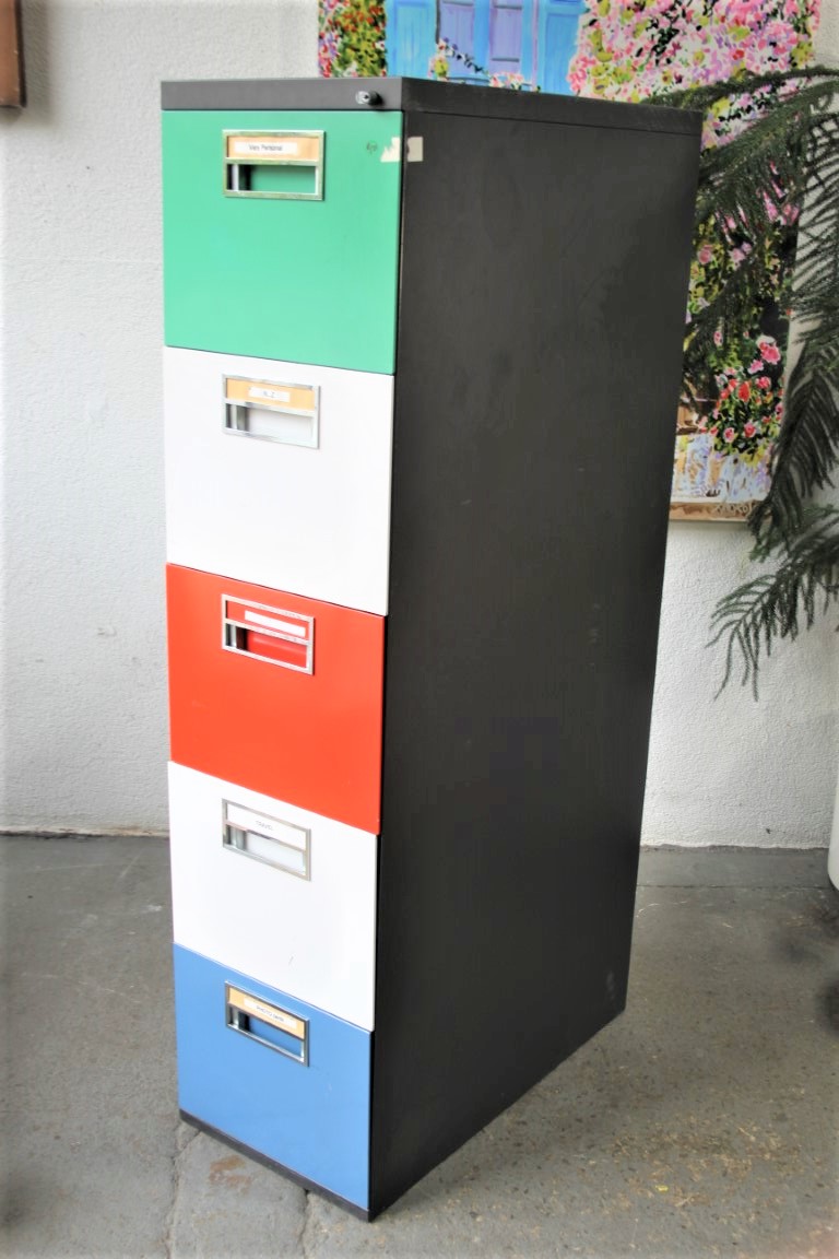 A - Vintage Steel Case Four Color Five Drawer Filing Cabinet #48067 ...