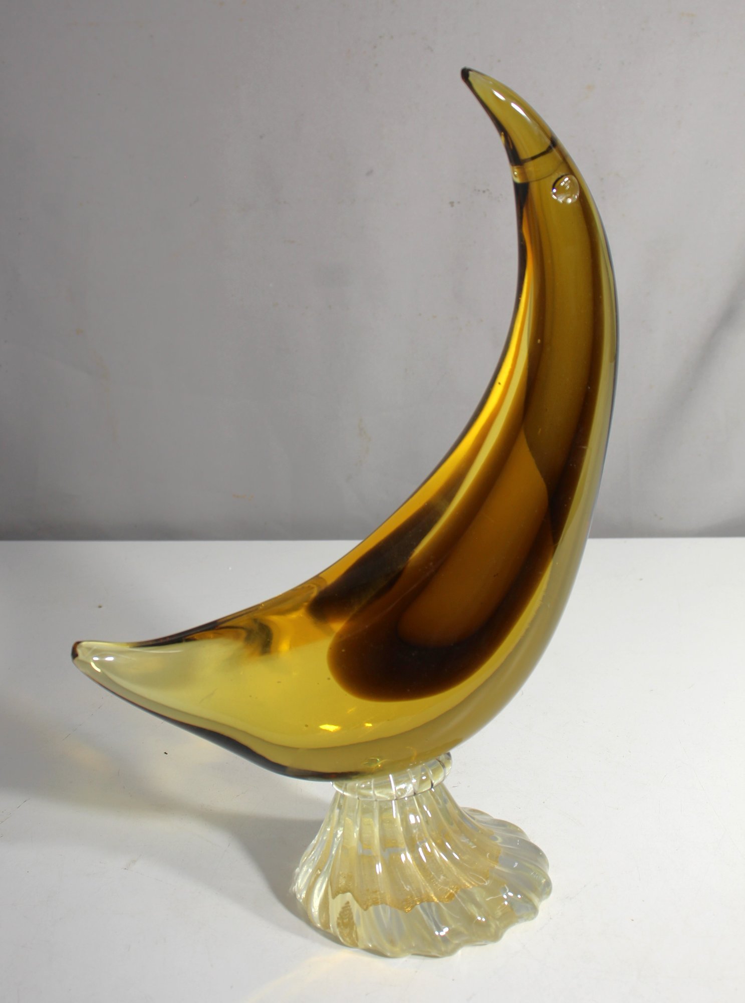 Vintage Amber Glass Bird Figurine With Clear Base - Decorative Art ...