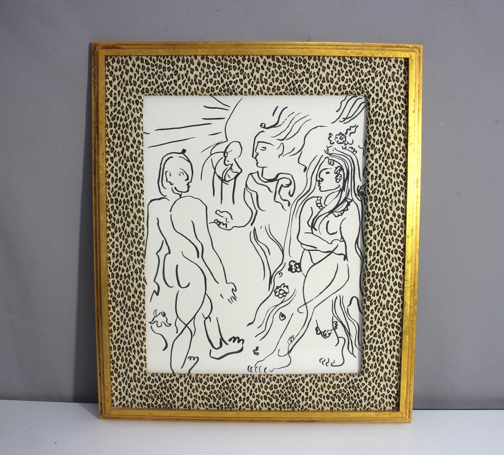Jay Spectre Collection Framed Line Drawing Abstract Figures On White 25 ...