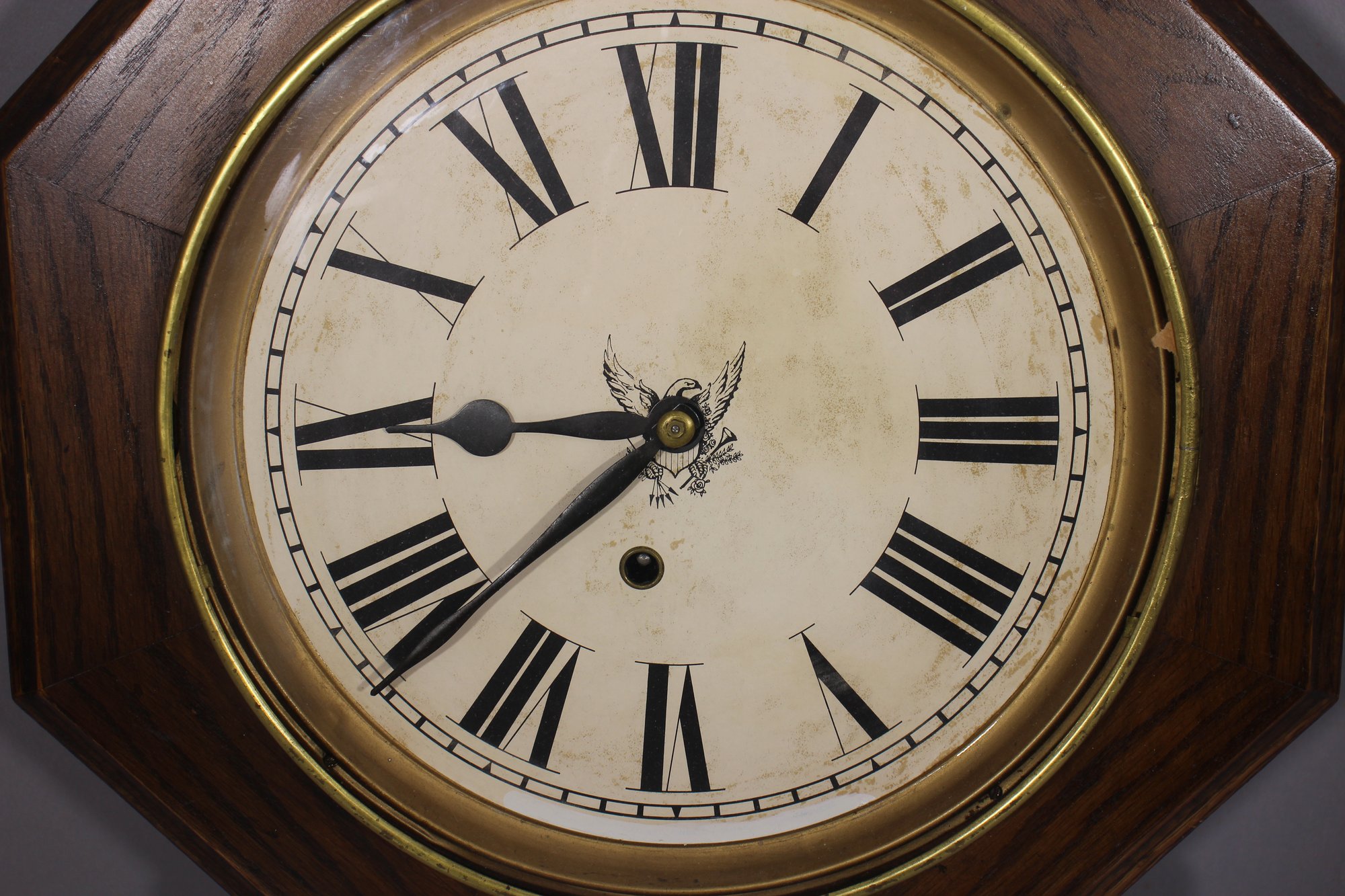 Antique Wooden Wall Regulator Clock With Key #76317 | Auctionninja.com