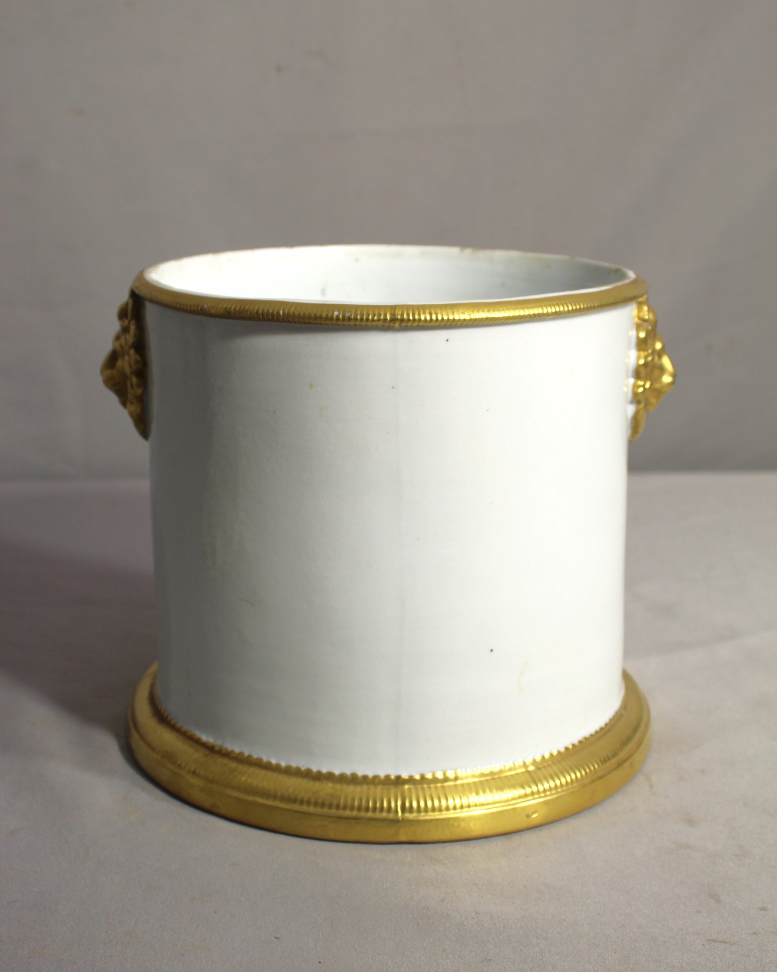 Vintage Italian White Ceramic Cachepot With Lion Head Accents #68745 ...