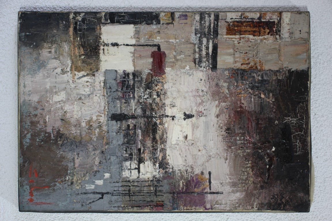 Original Abstract Street Scene Oil Painting On Canvas By Schmoll ...