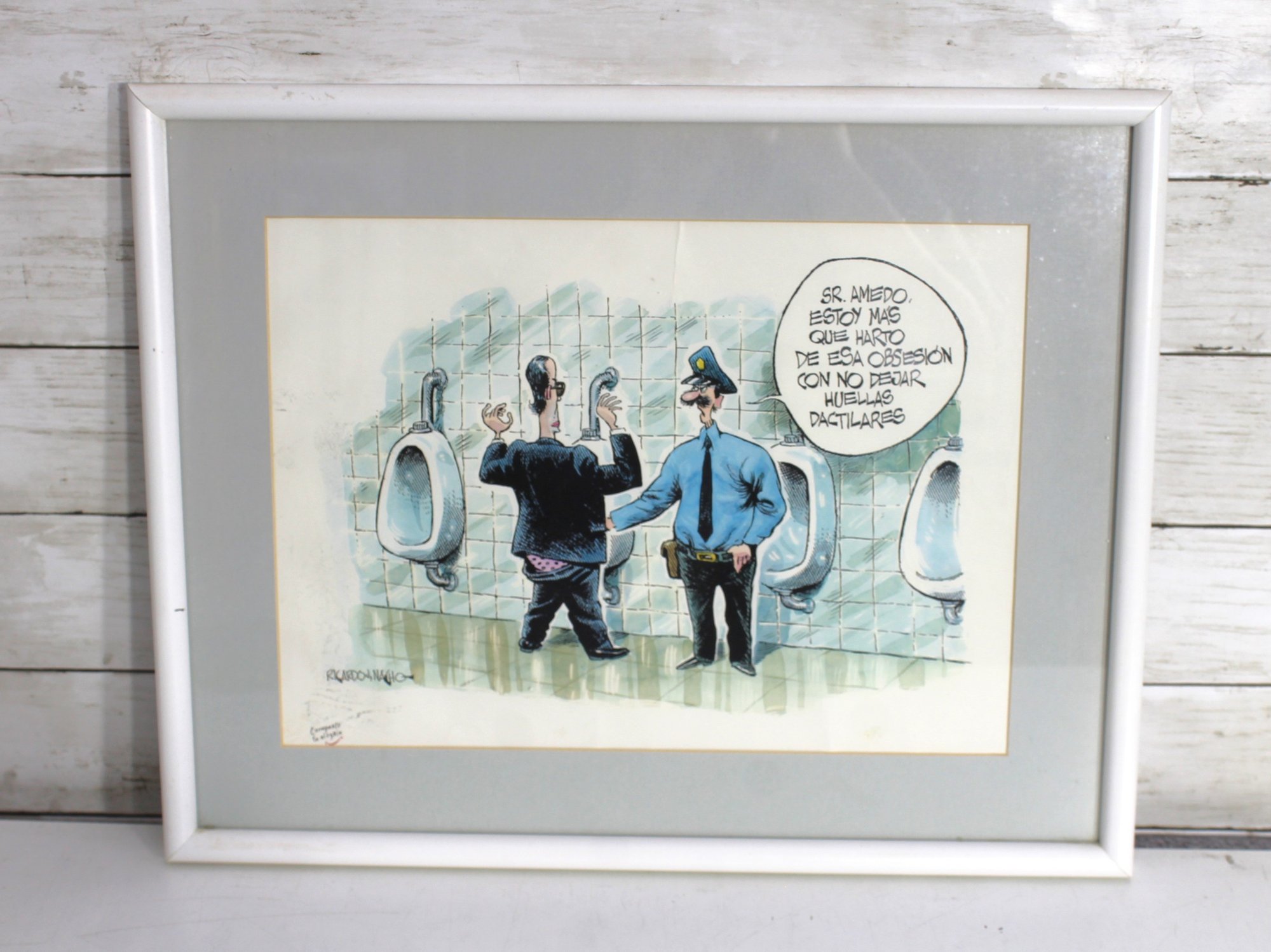 Framed Cartoon Artwork By Ricardo Spanish Political Satire Illustration ...