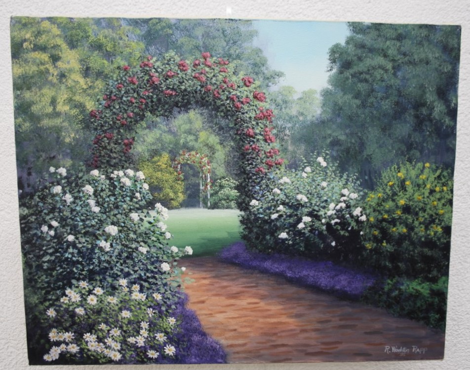 Oil On Canvas Gardenscape By Buck's County Artist R. Woolston Rapp ...