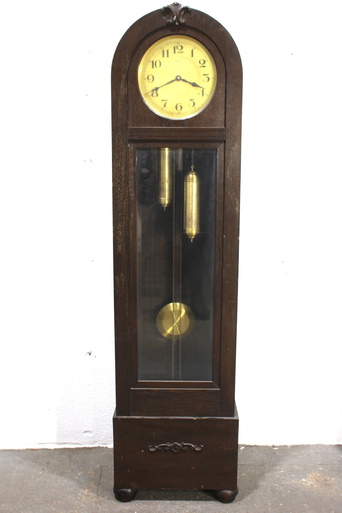 Antique German Grandfather Clock By A.H. Volckmer - Elegant Wood Case ...