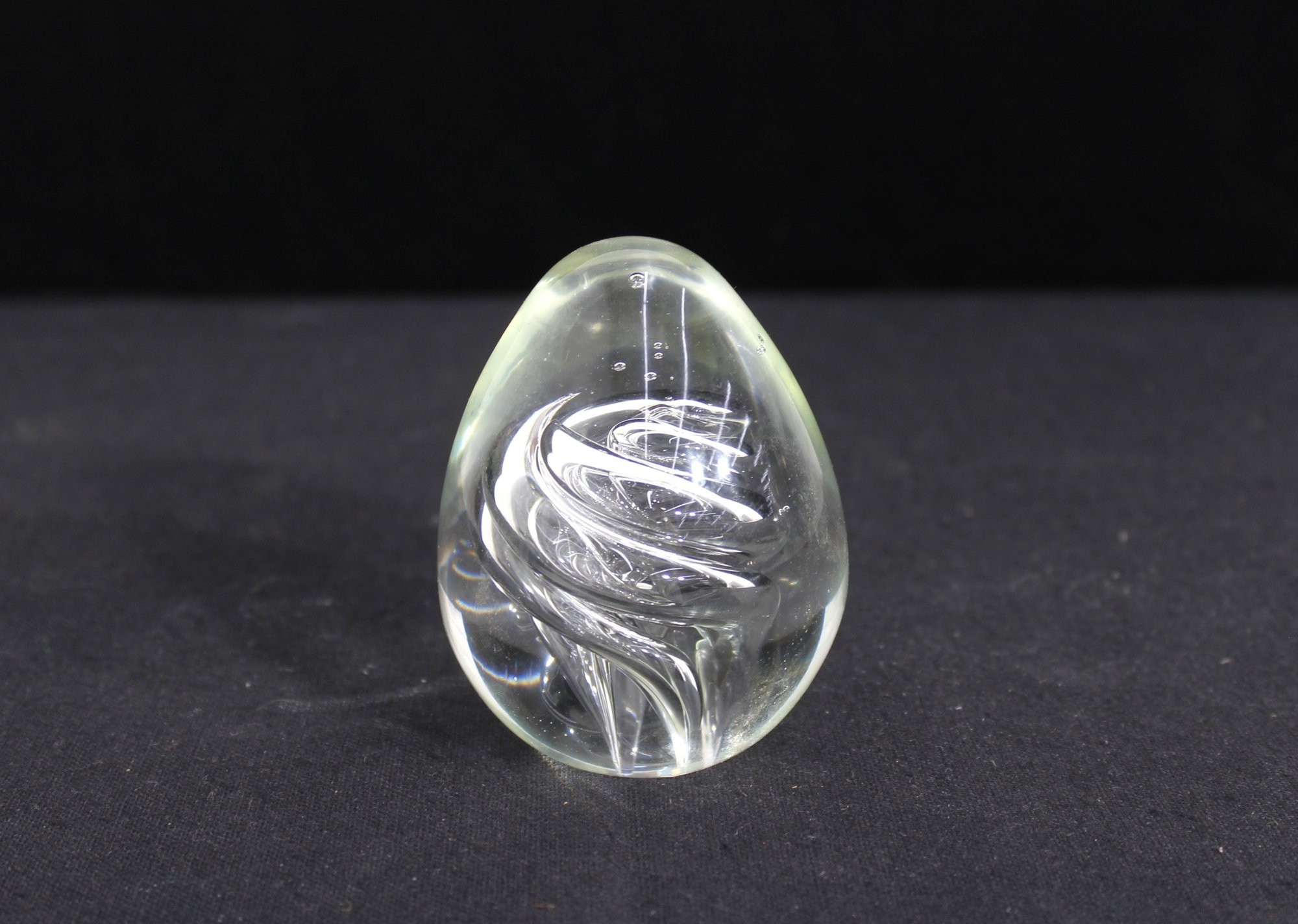 3.5" Clear Glass Egg Paperweight With Swirl Design #88212 ...