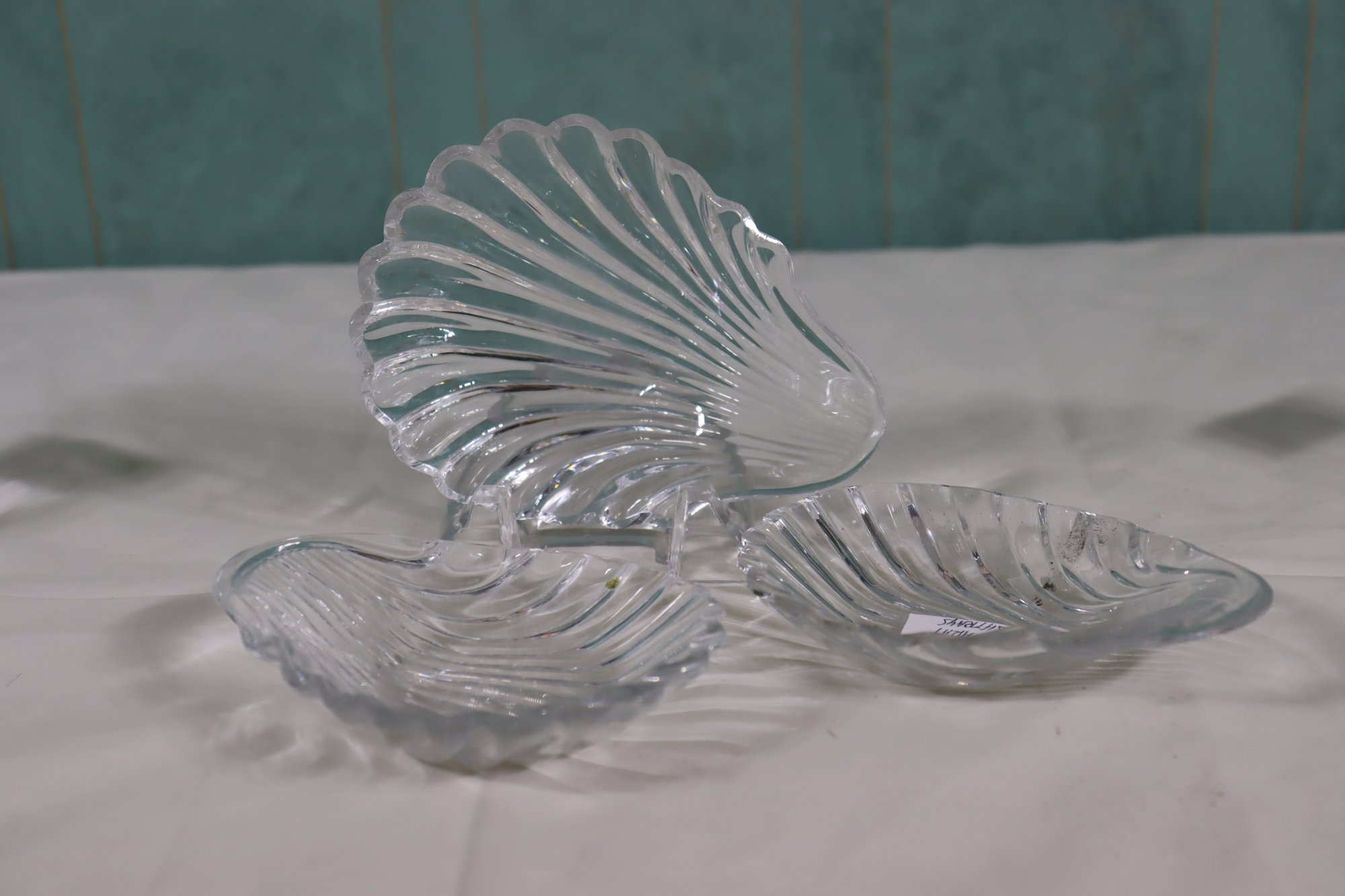 Set Of 3 Baccarat Crystal Shell Dishes - 2 Measure 5" And 1 Measures 6 ...