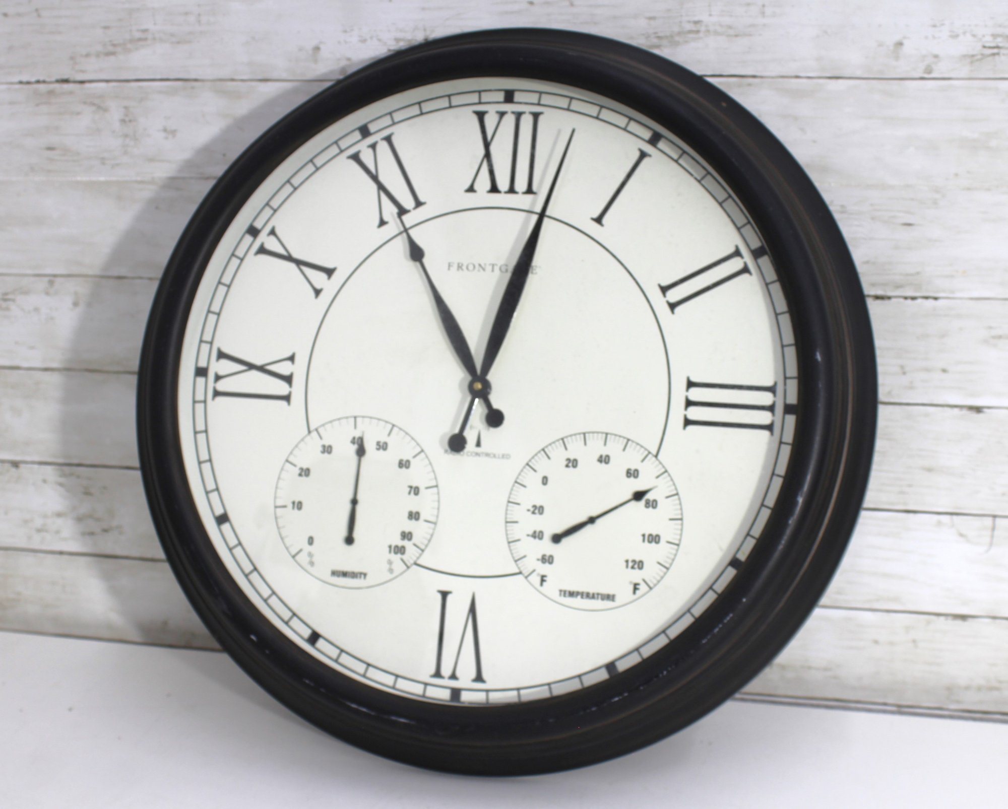 Frontgate 23.5" Round Wall Clock With Thermometer & Hygrometer Classic ...