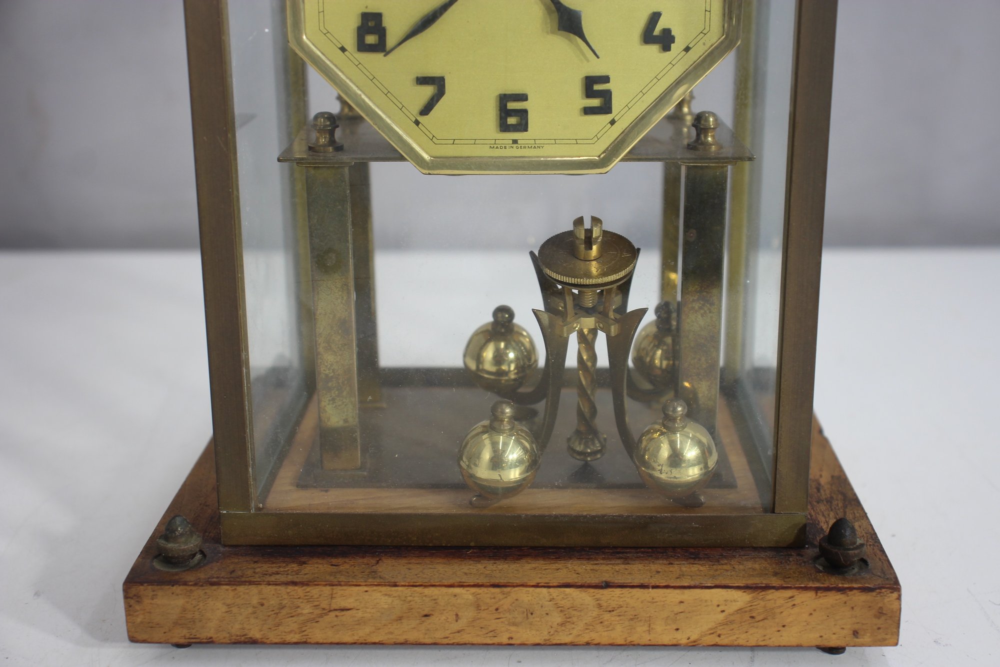 Vintage Anniversary Clock In Glass Case With Brass Base 11 Tall #84865 ...