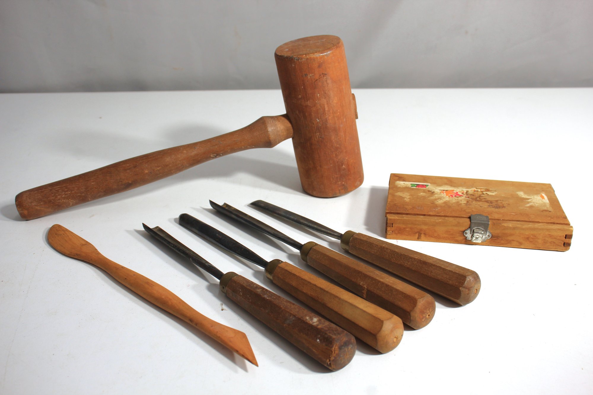 Vintage Wood Carving Tool Set With Mallet And Chisels #72261 ...