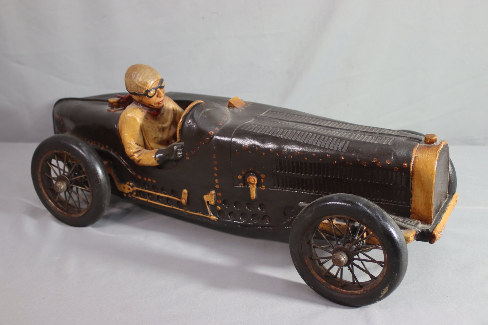 Classic Polystone Resin Bugatti Racing Car With Driver Model Figurine ...