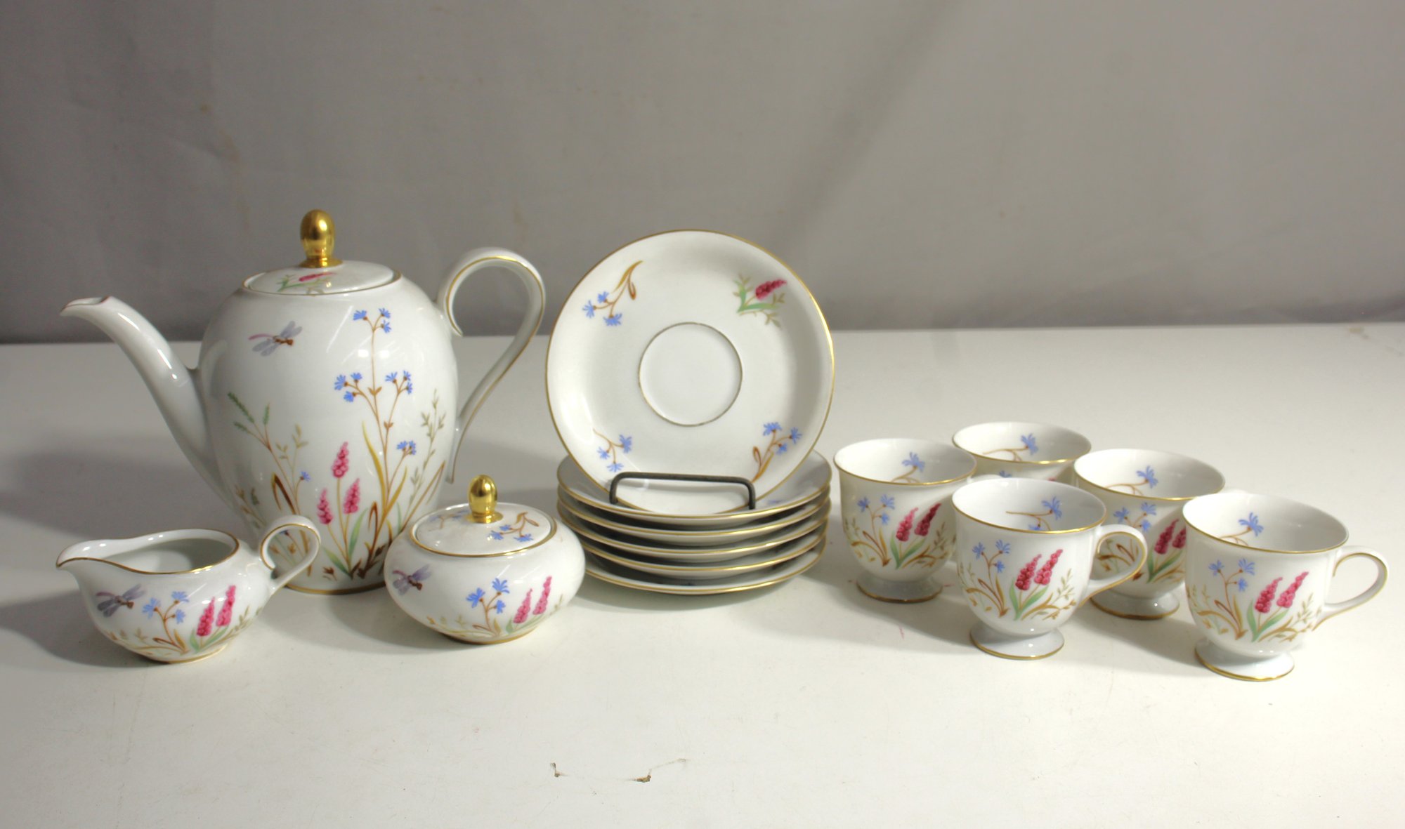 Vintage Bavarian Porcelain Tea Set With Hand-Painted Floral Design ...
