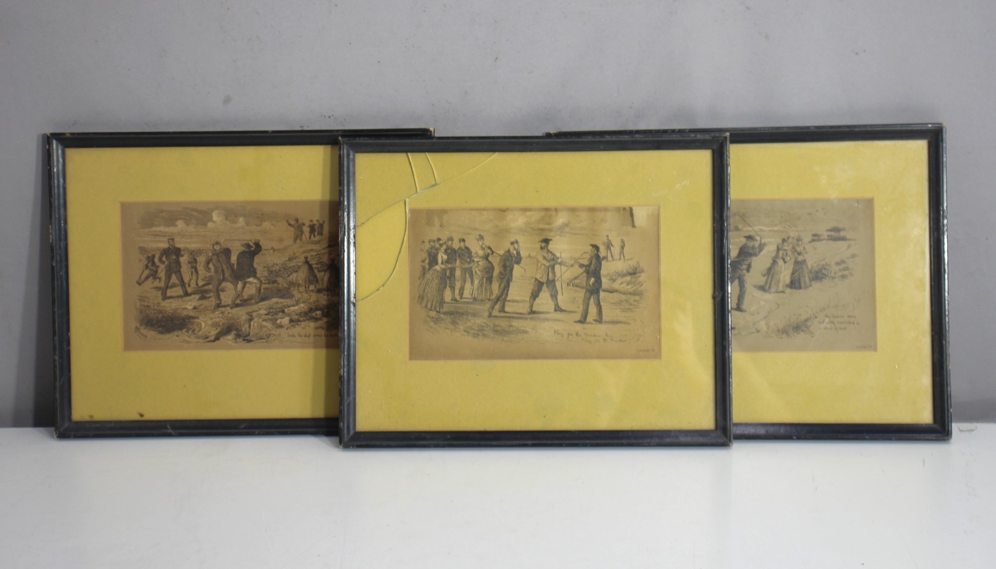 Set Of 3 Antique Humorous Lithographs In Frames 19th Century Style ...