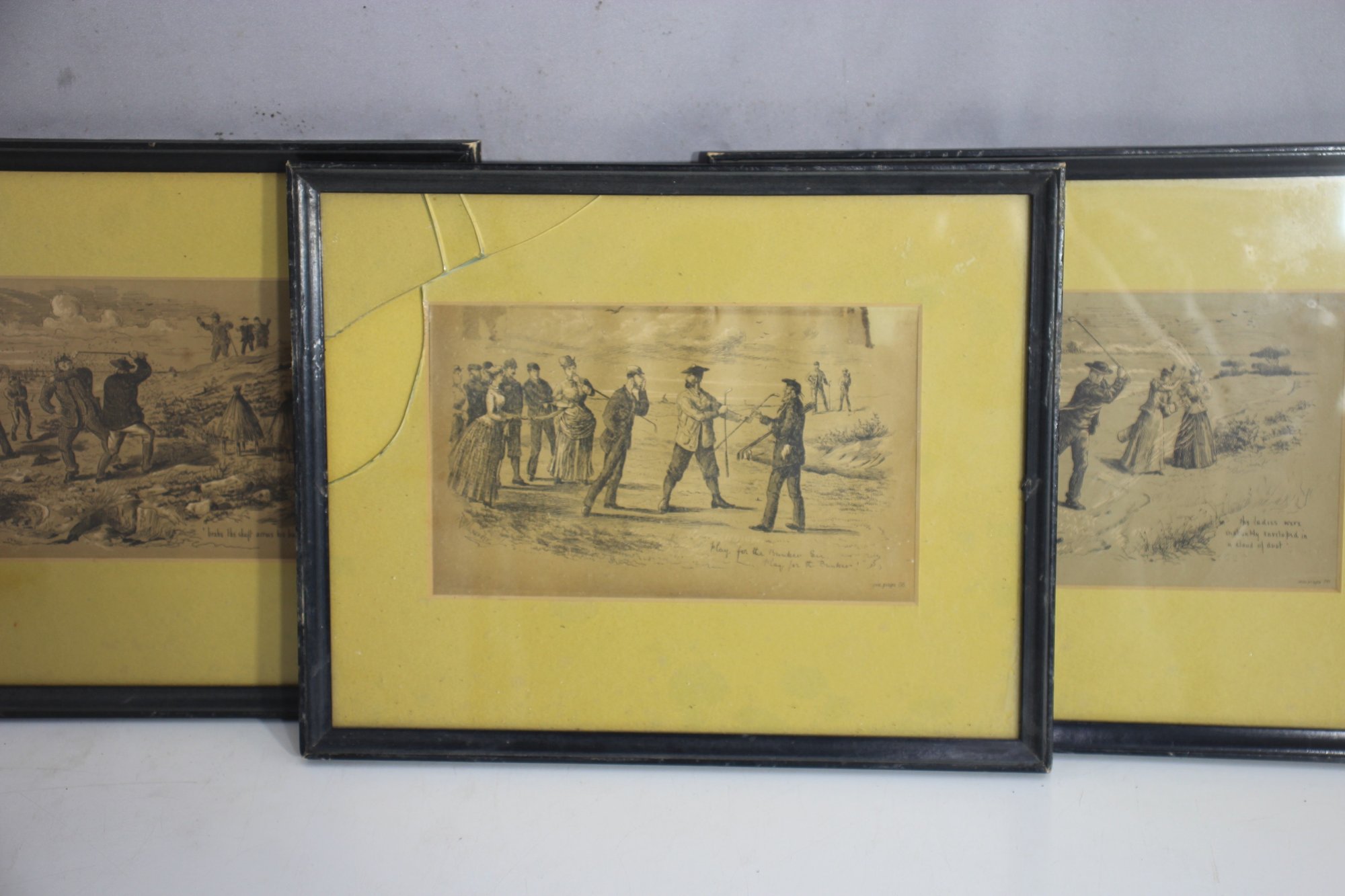 Set Of 3 Antique Humorous Lithographs In Frames 19th Century Style ...