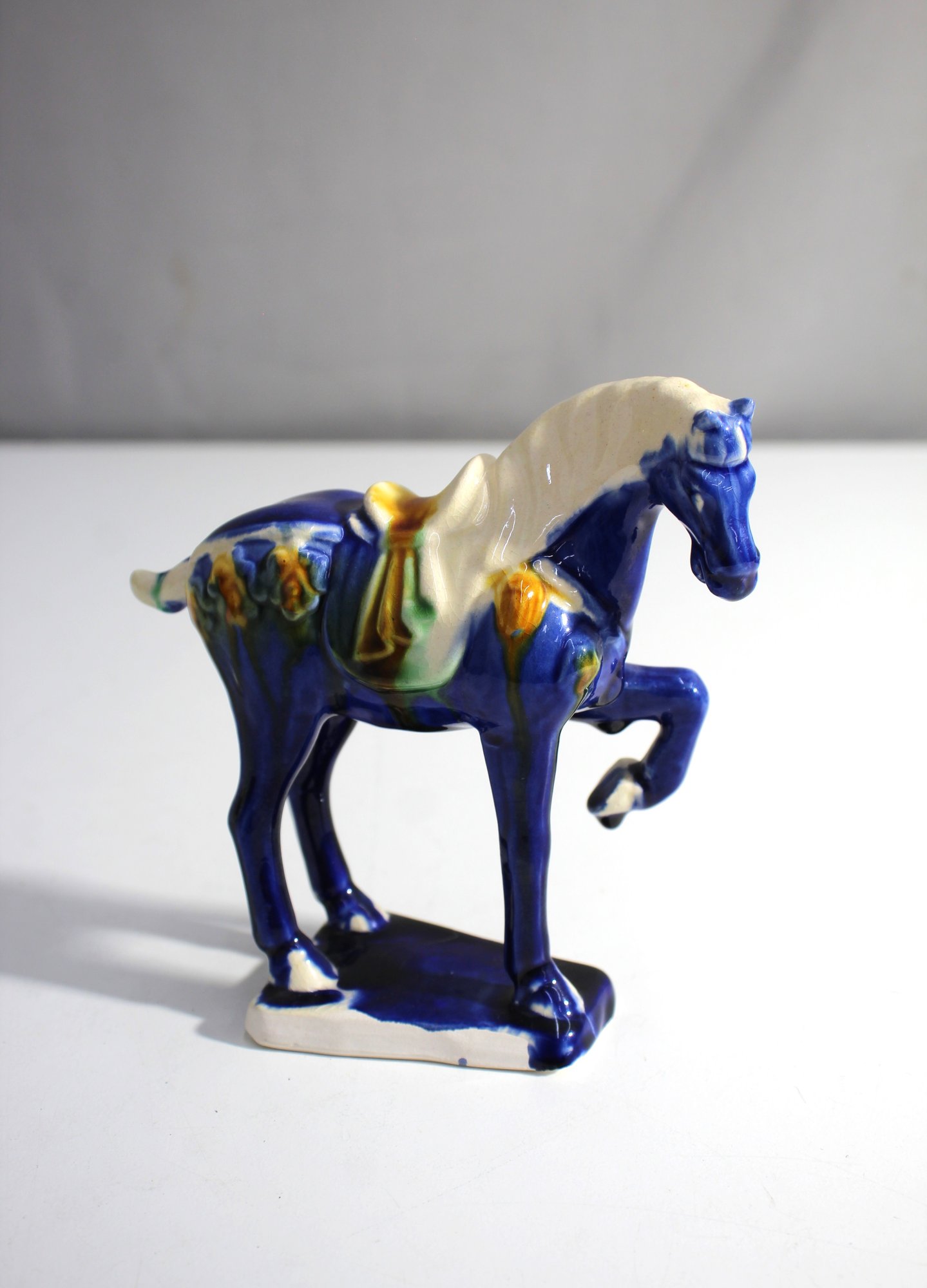 "Vintage Chinese Tang Style Tri-Color Drip Glaze Ceramic War Horse ...