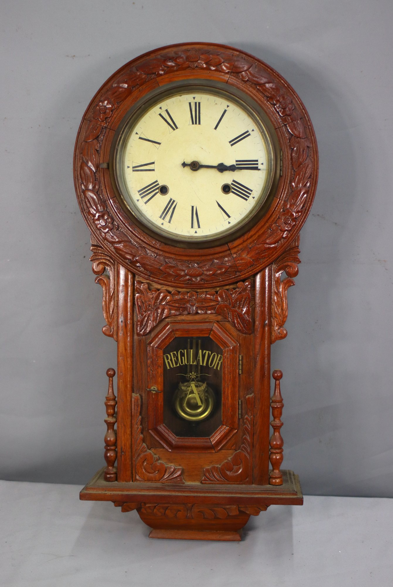 Vintage Regulator Pendulum Wall Mount Clock #56096 | Auctionninja.com