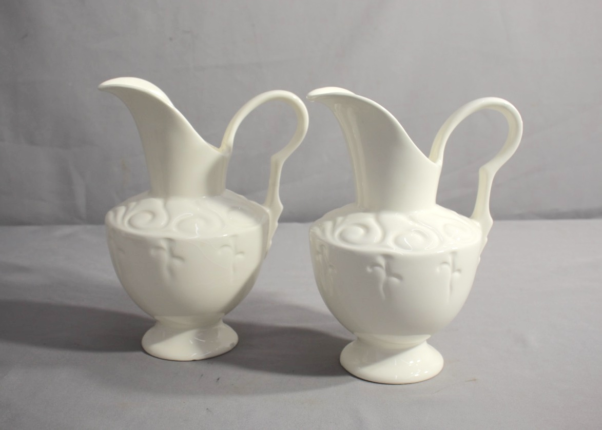 Pair Of Vintage Royal Crown Czechoslovakia White Porcelain Pitchers ...