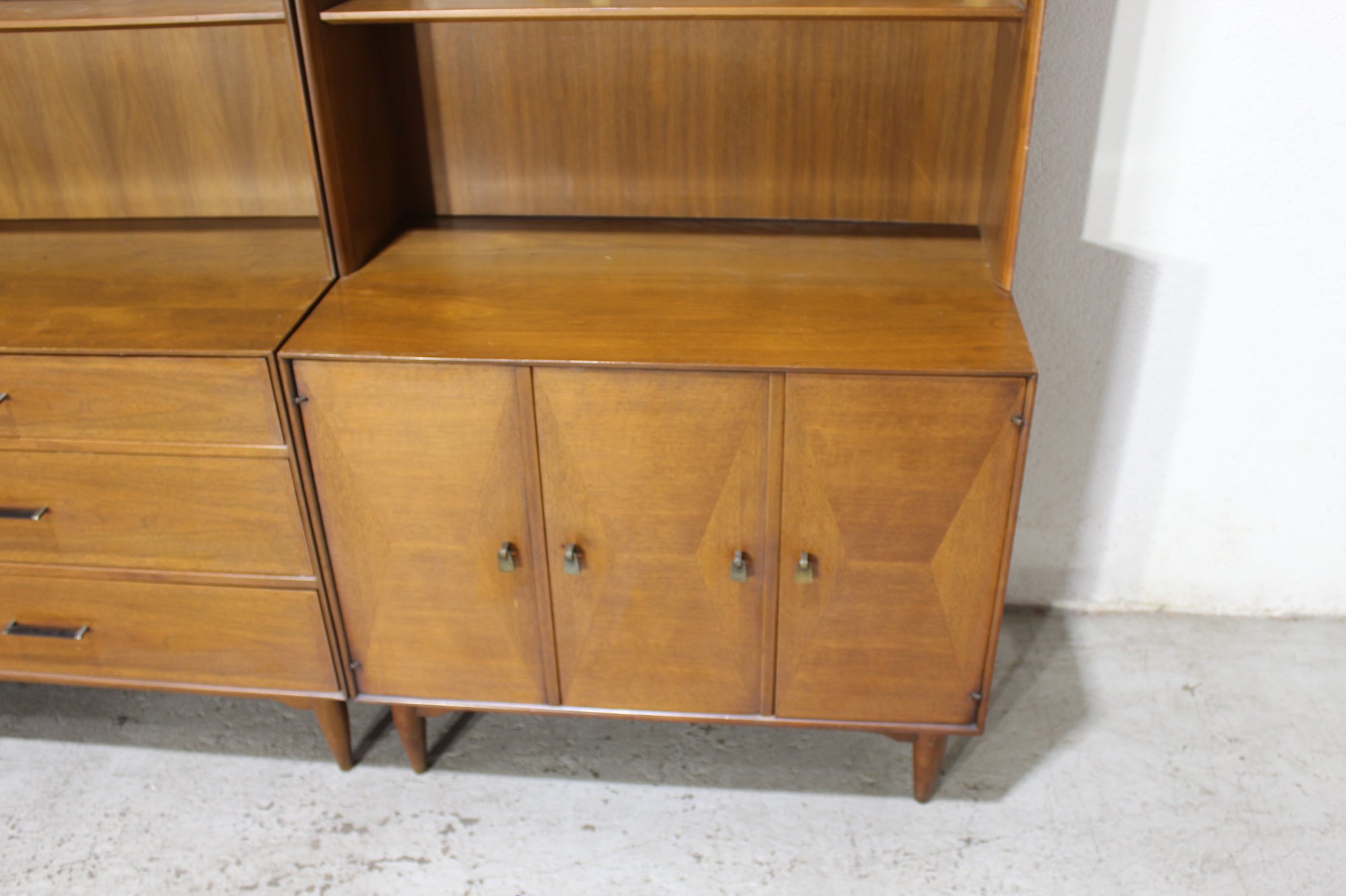 Mid-Century Modern Ramseur Furniture Co. Walnut Wall Unit / Bookcase ...