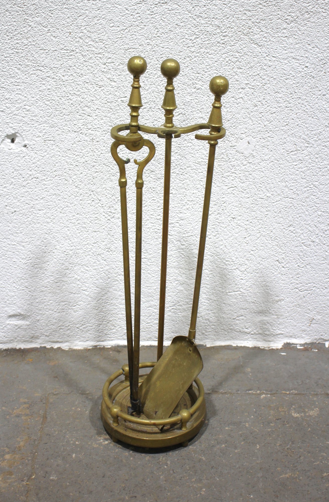 Vintage Brass Fireplace Tool Set With Stand #76852 | Auctionninja.com