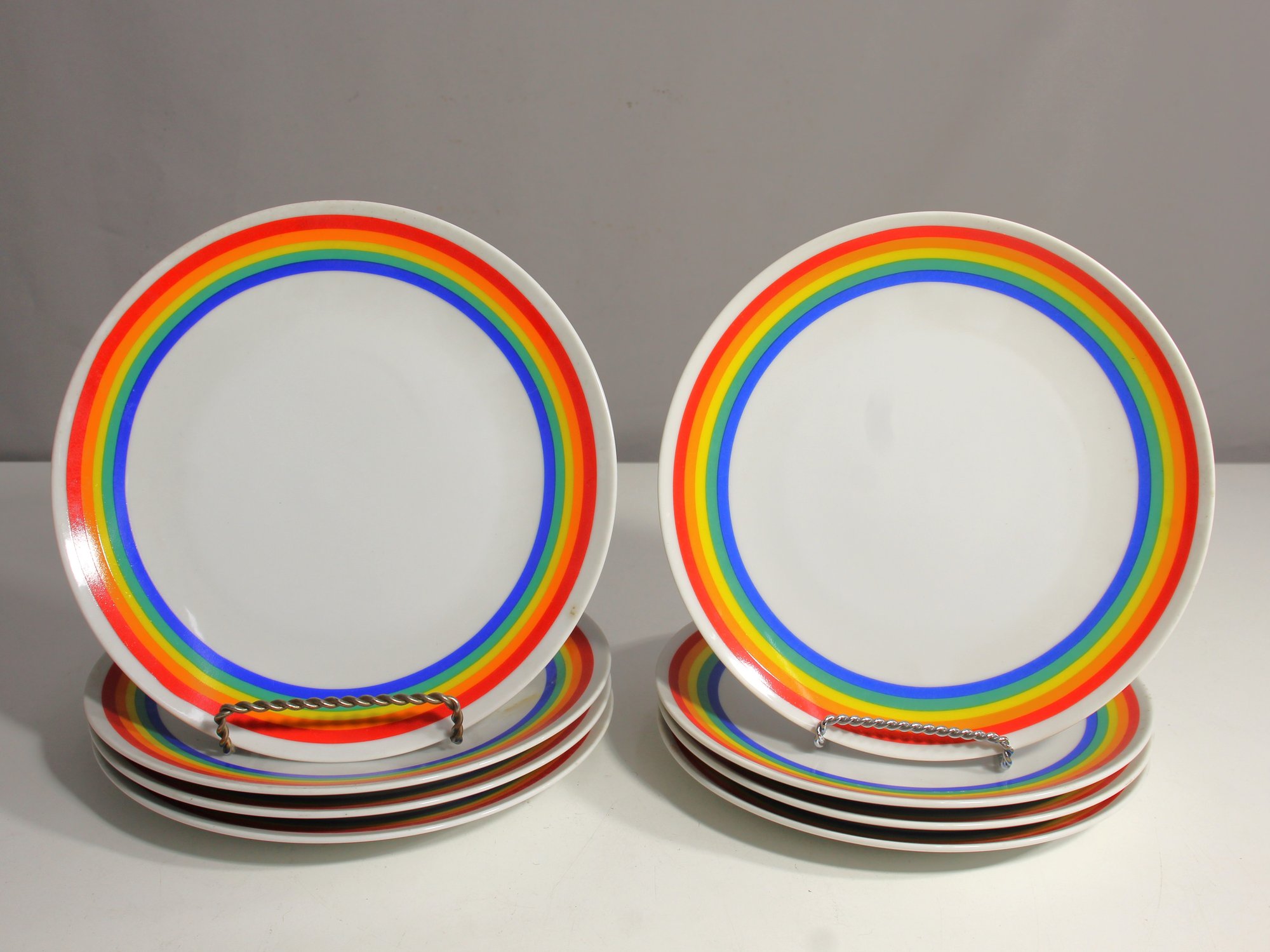 Set Of 6 Vandor 1979 Rainbow Design 8.5" Round Dinner Plates #72507 ...