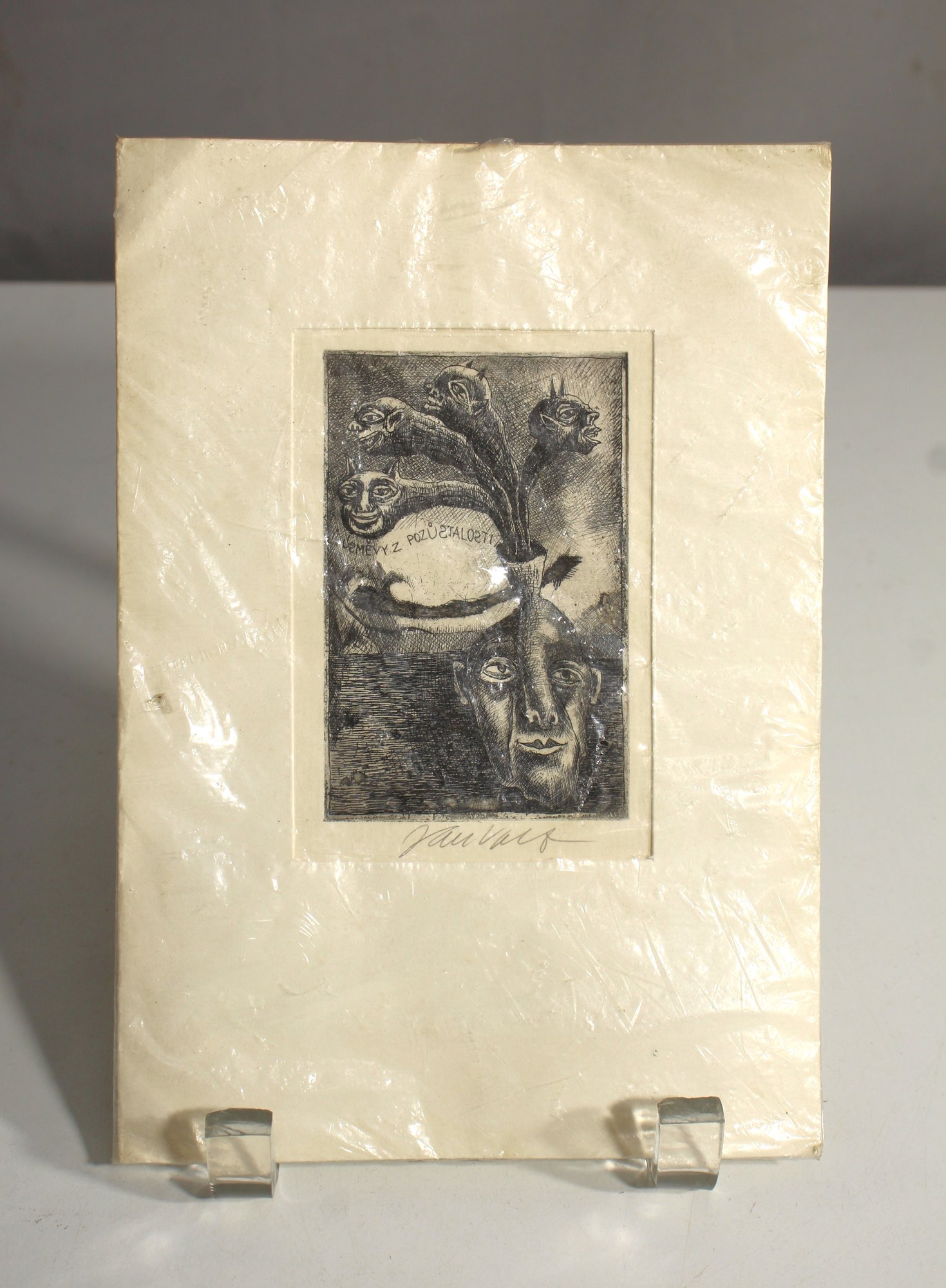 Unframed Signed Jan Volf Etching, Surrealist Faces With Devils #71383 ...