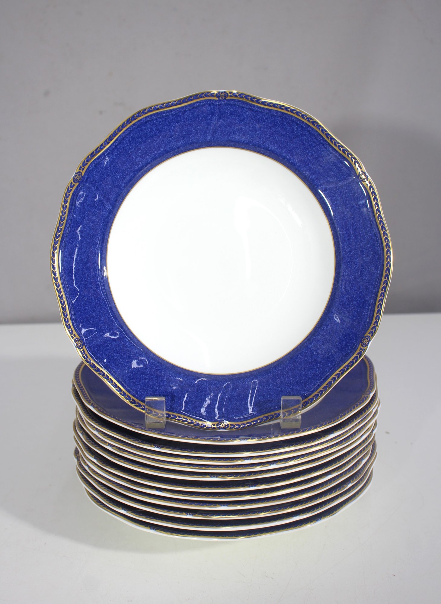 Set Of 12 Wedgwood Bone China 9" Bowls Cobalt Crown Sapphire Made In ...