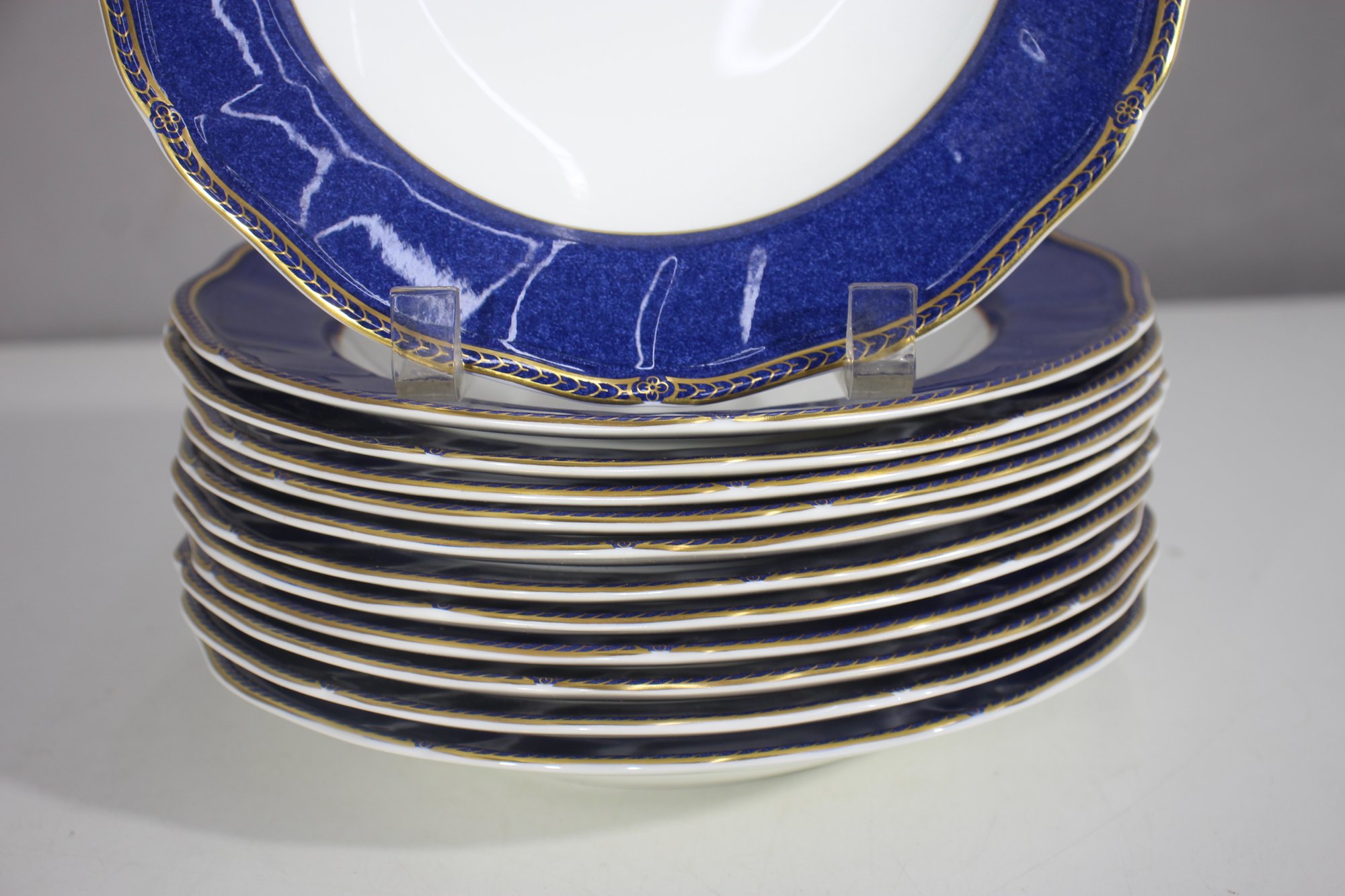 Set Of 12 Wedgwood Bone China 9" Bowls Cobalt Crown Sapphire Made In ...