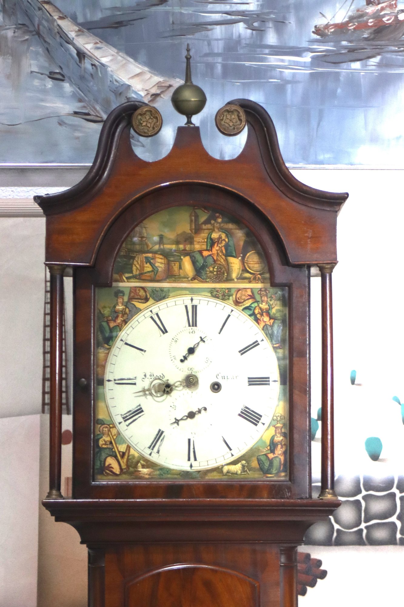 Antique Scottish Tall Case Clock By J. David Of Cupar Hand-Painted Dial ...