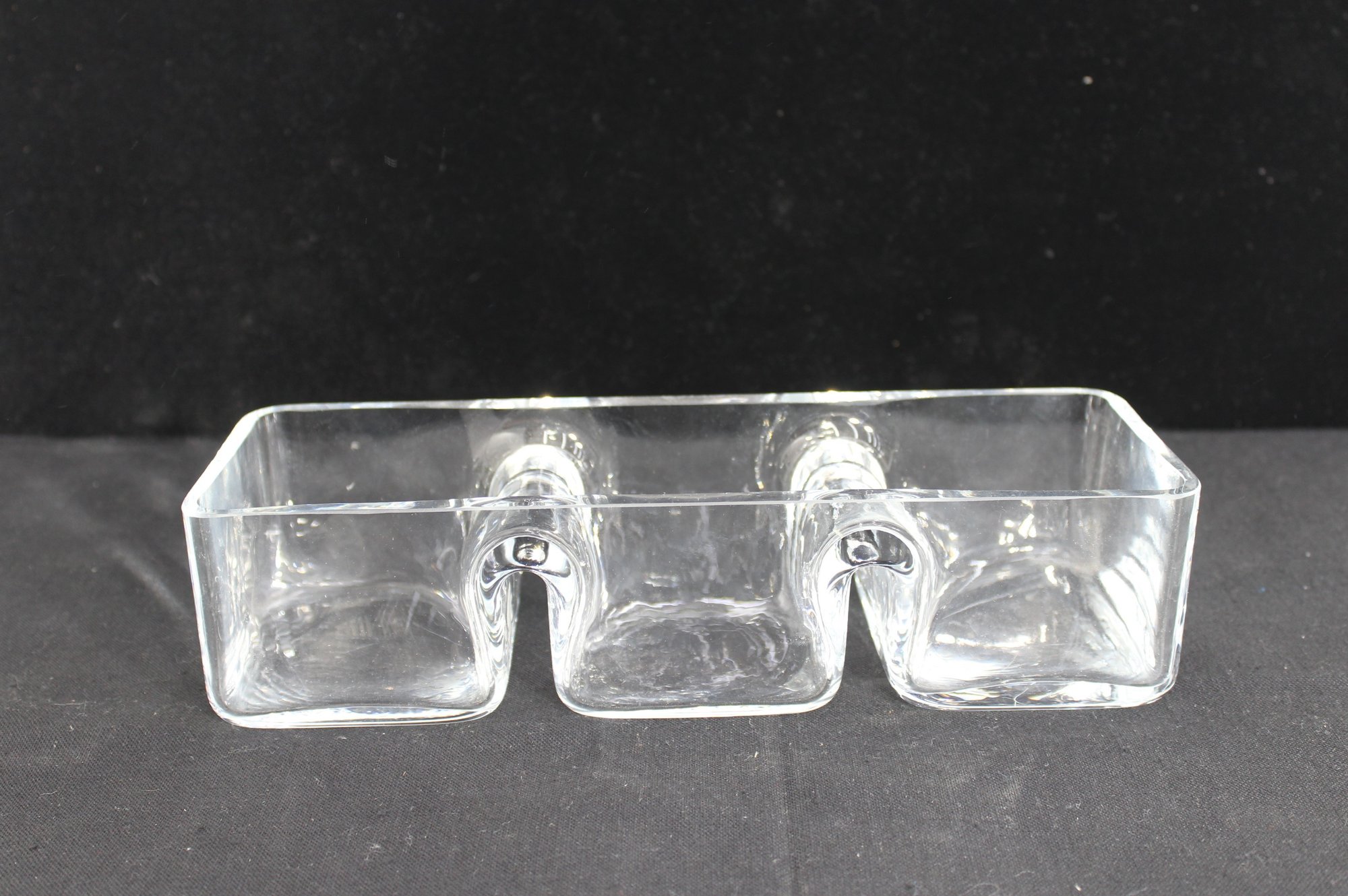 Mid-Century Modern Clear Glass Divided Rectangular Dish 3" X 12" X 4.5 ...