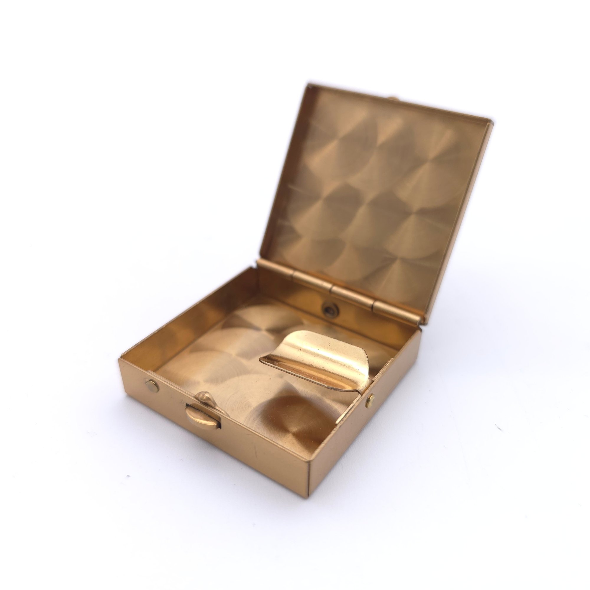 Antique Jeweled Brass Pocket Travel Ash Tray Pill Box #9085 ...