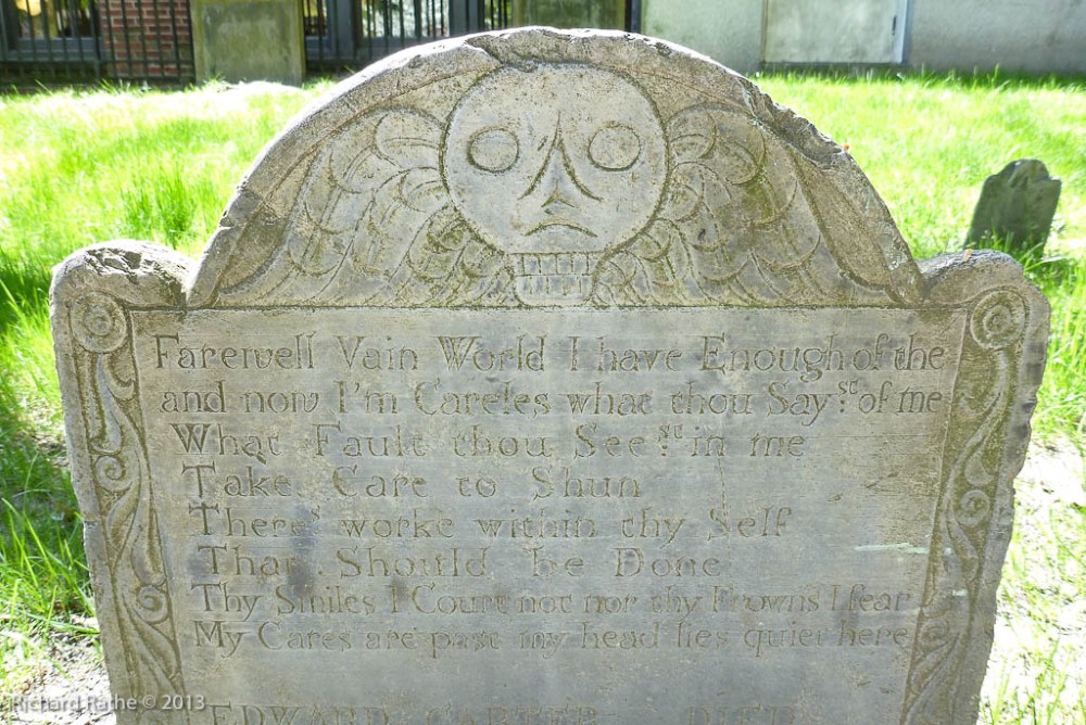 1742 Edward Carter- Boston Massachusetts- Gravestone Rubbing In Blue ...