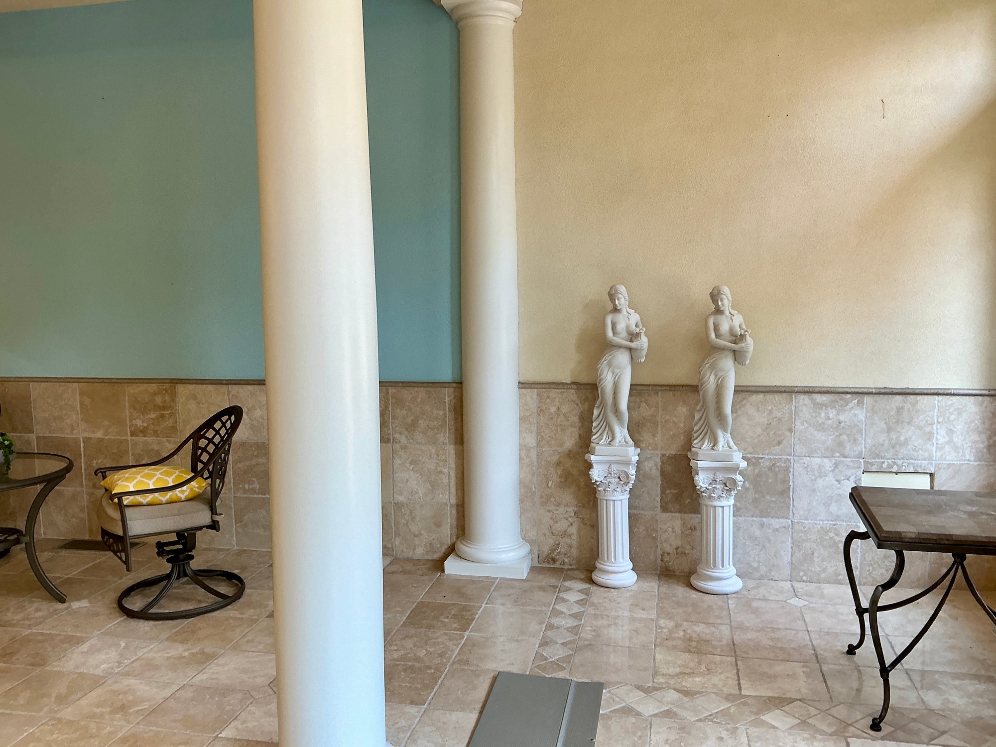 BA Faux Marble Muses On Columns #9083 | Auctionninja.com