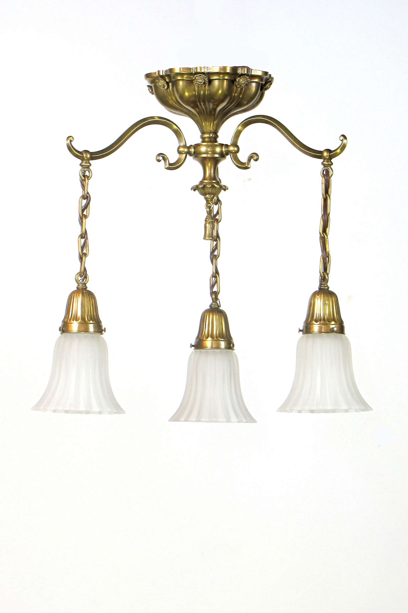 P133 Early Electric Three Light Fixture #13315 | Auctionninja.com