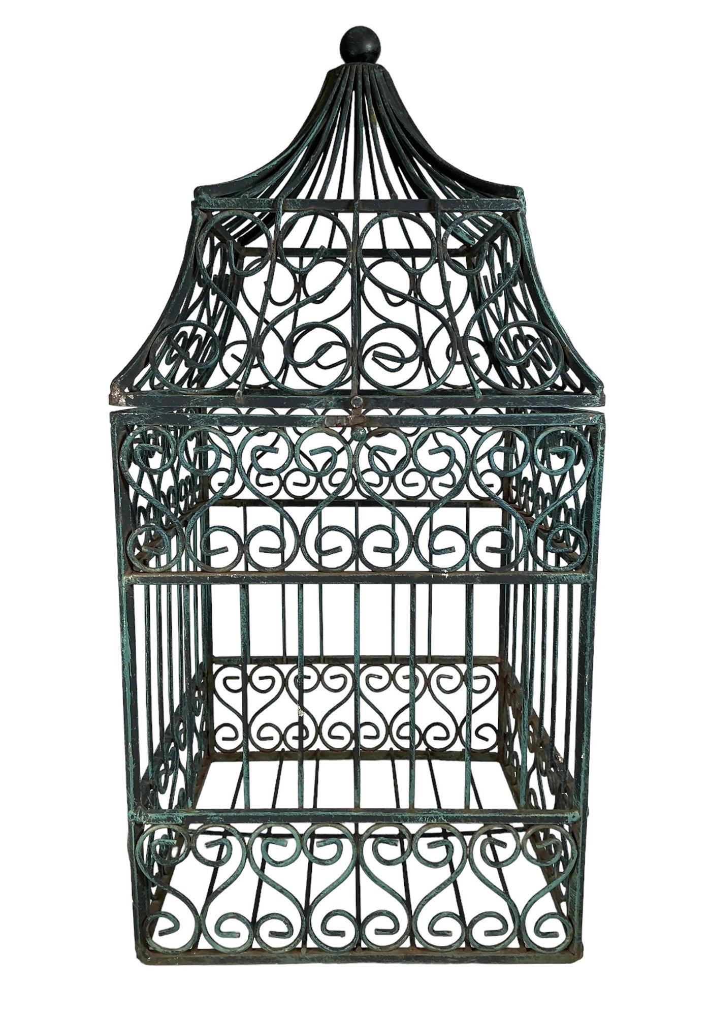 Funky Vintage Painted Steel Bird Cage Form Box Or Display Case With ...