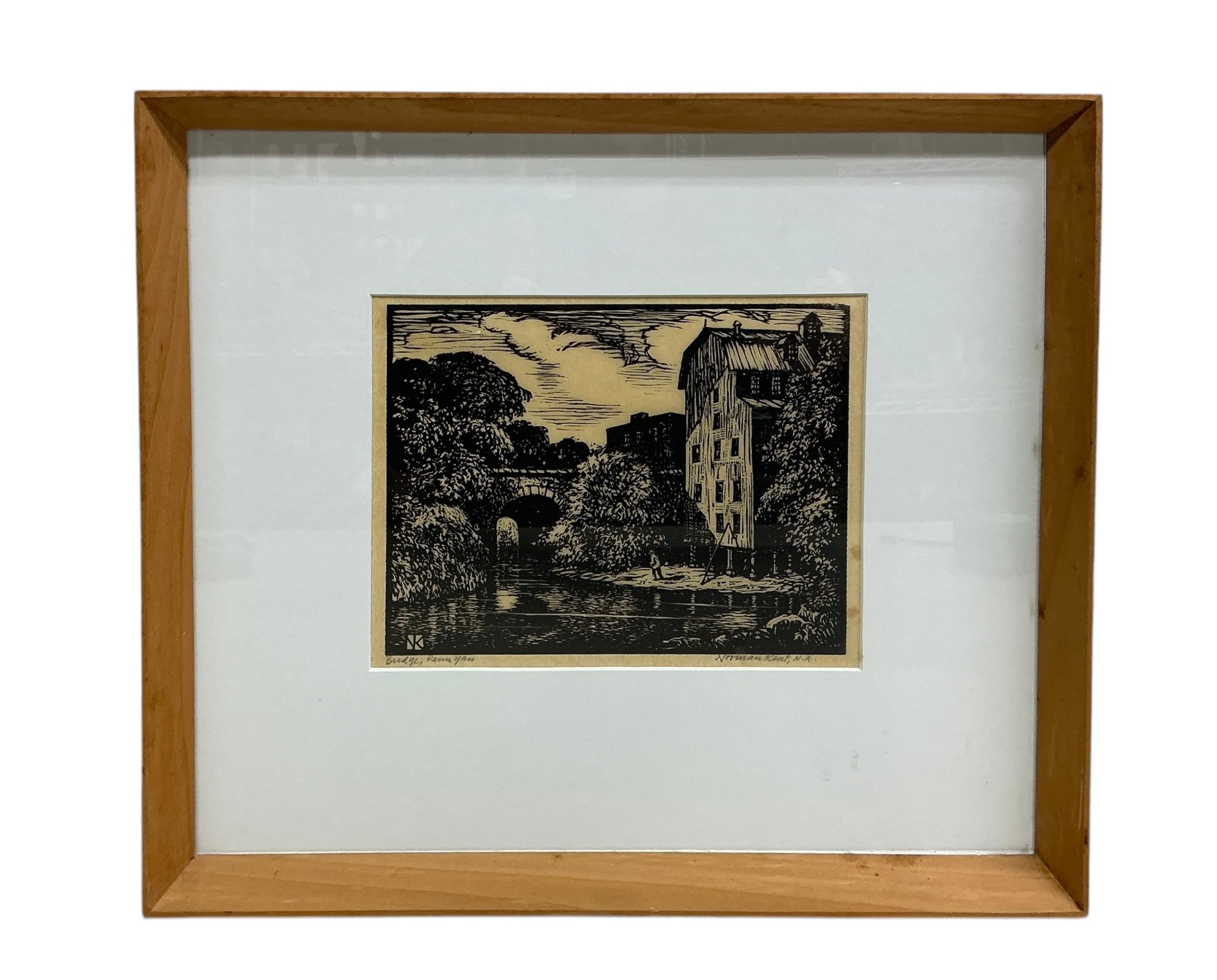 Norman Kent (1903-1972) Woodcut Of Bridge Penn Yan New York Pencil ...