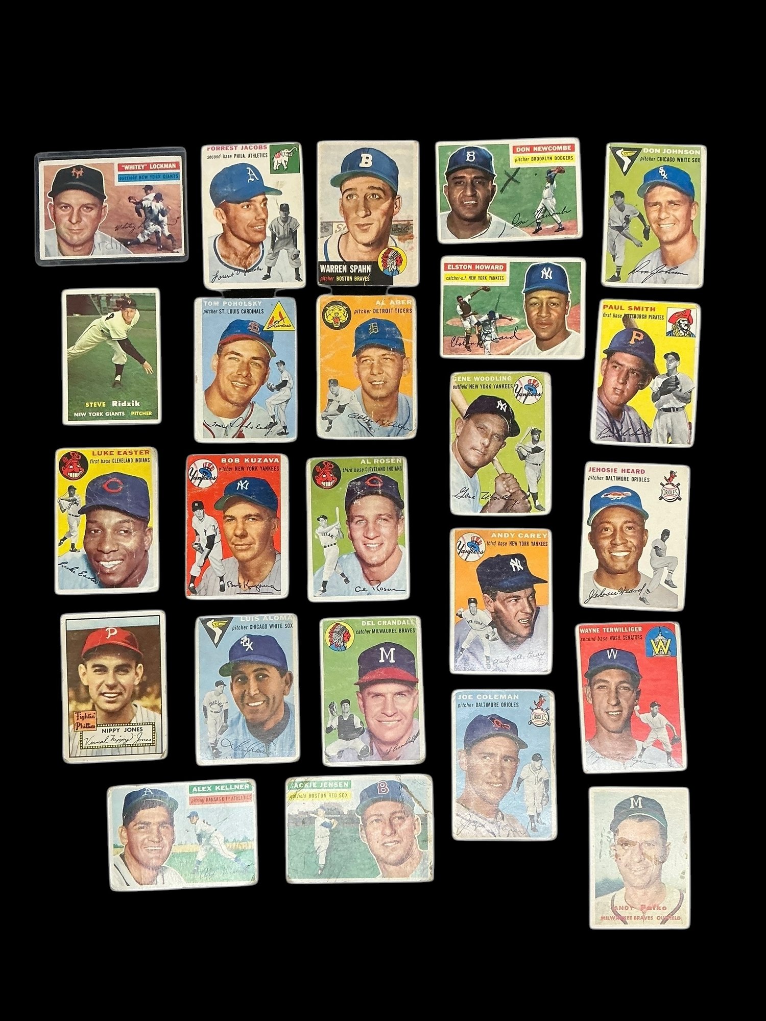 1956 Topps Baseball Cards Warren Spahn Boston Braves Jackie Jensen Red ...