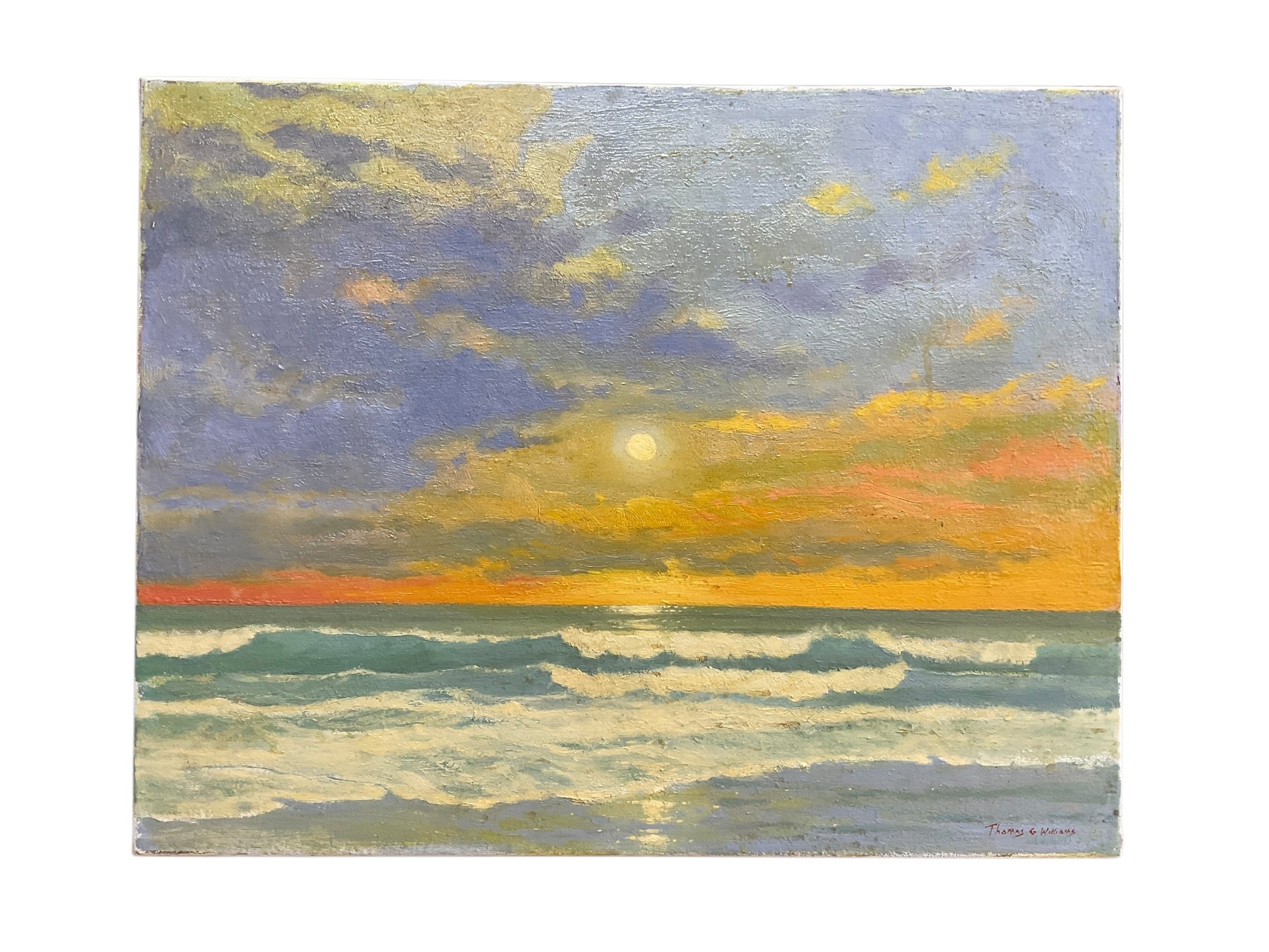 Gloucester Artist Tom Williams Oil On Linen Of Sunset Over Crashing ...