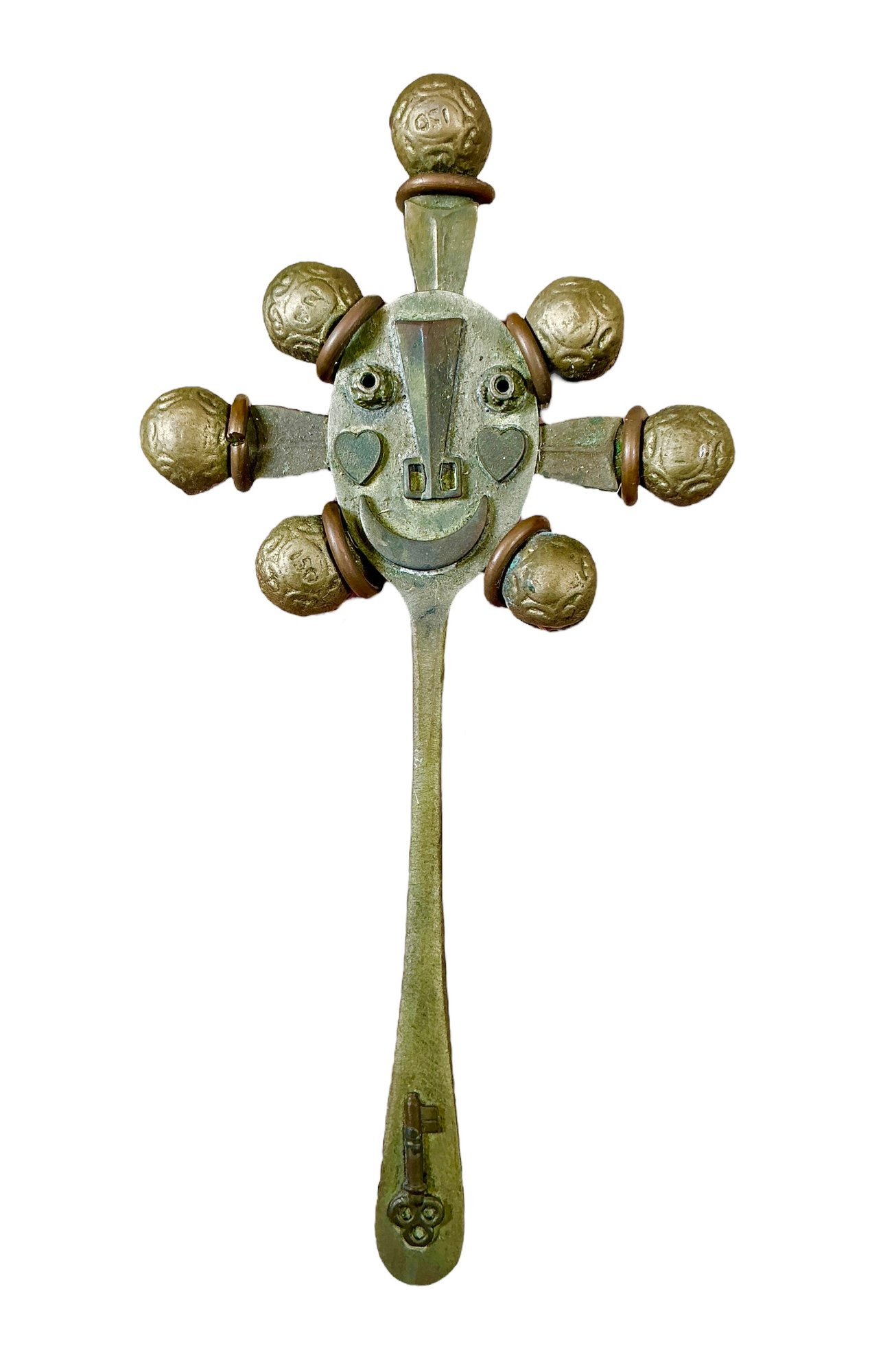Odd Little Rattle Bronze Face Folk Art #10814 | Auctionninja.com