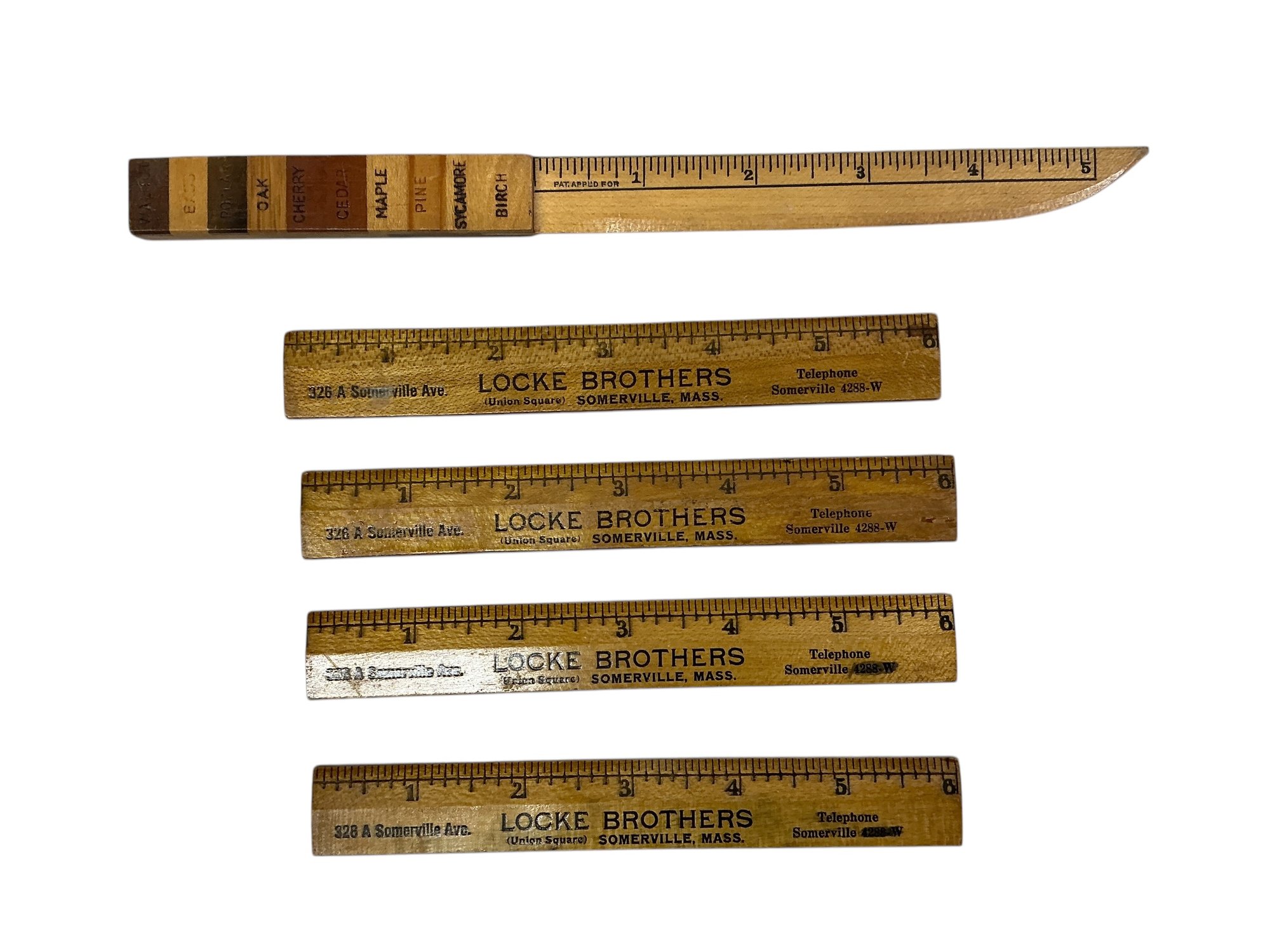 Vintage Locke Brothers 6 Inch Rulers And A Ruler Form Letter Opener ...