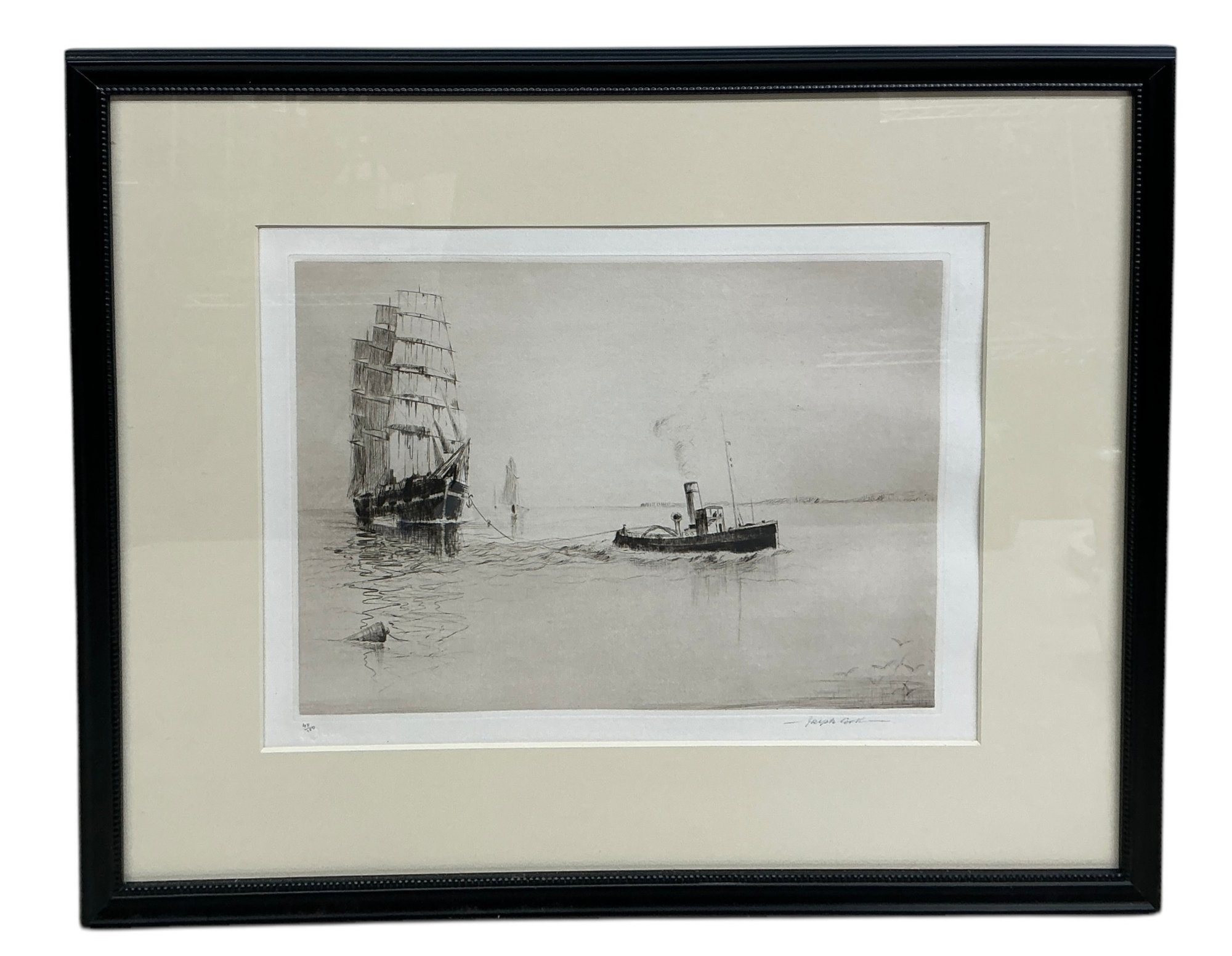 Original Drypoint Etching By Joseph Cook The Tug Maritime Art #11566 ...