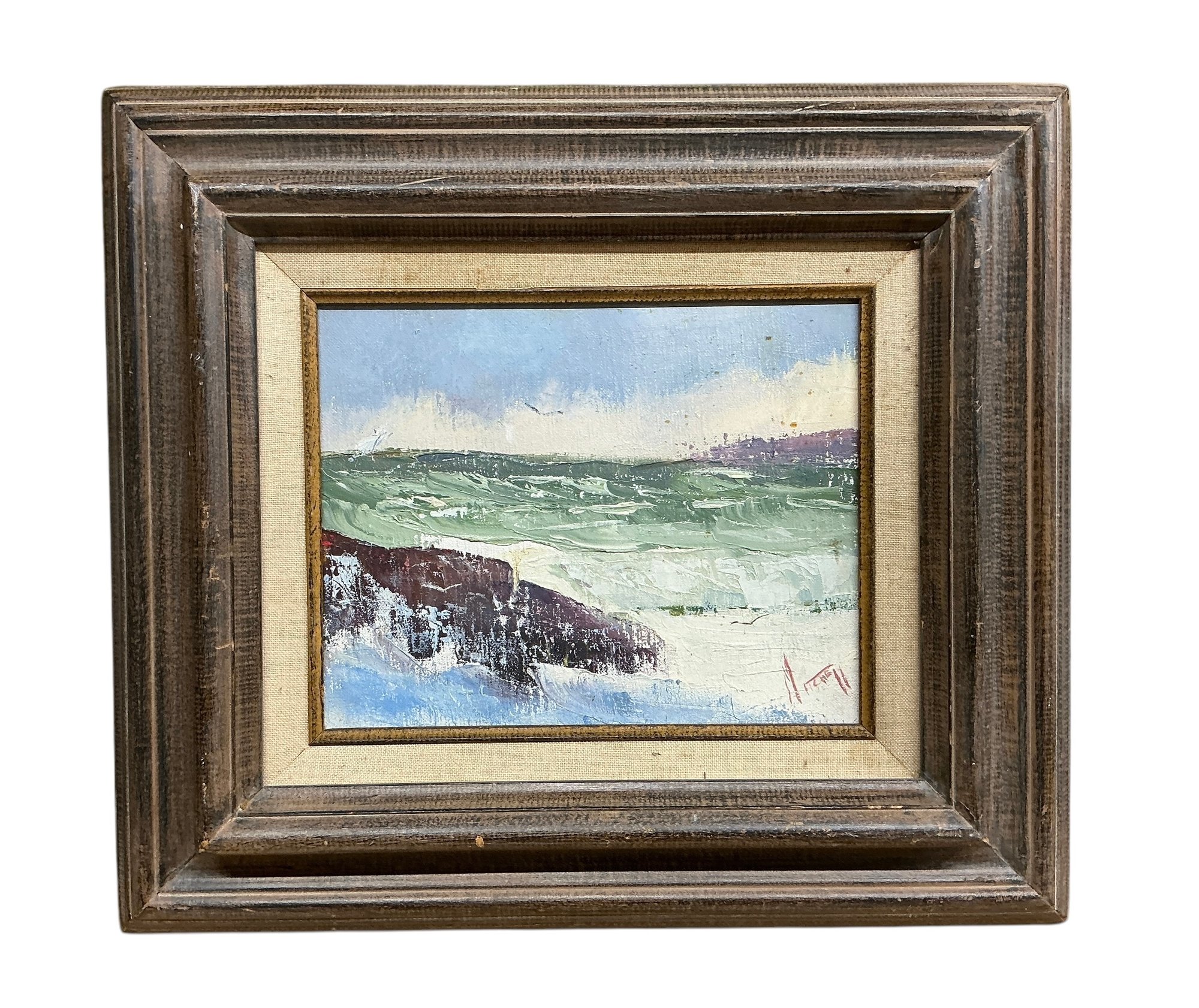William Mitchell Local Gloucester MA Artist Oil On Canvas Of Crashing ...