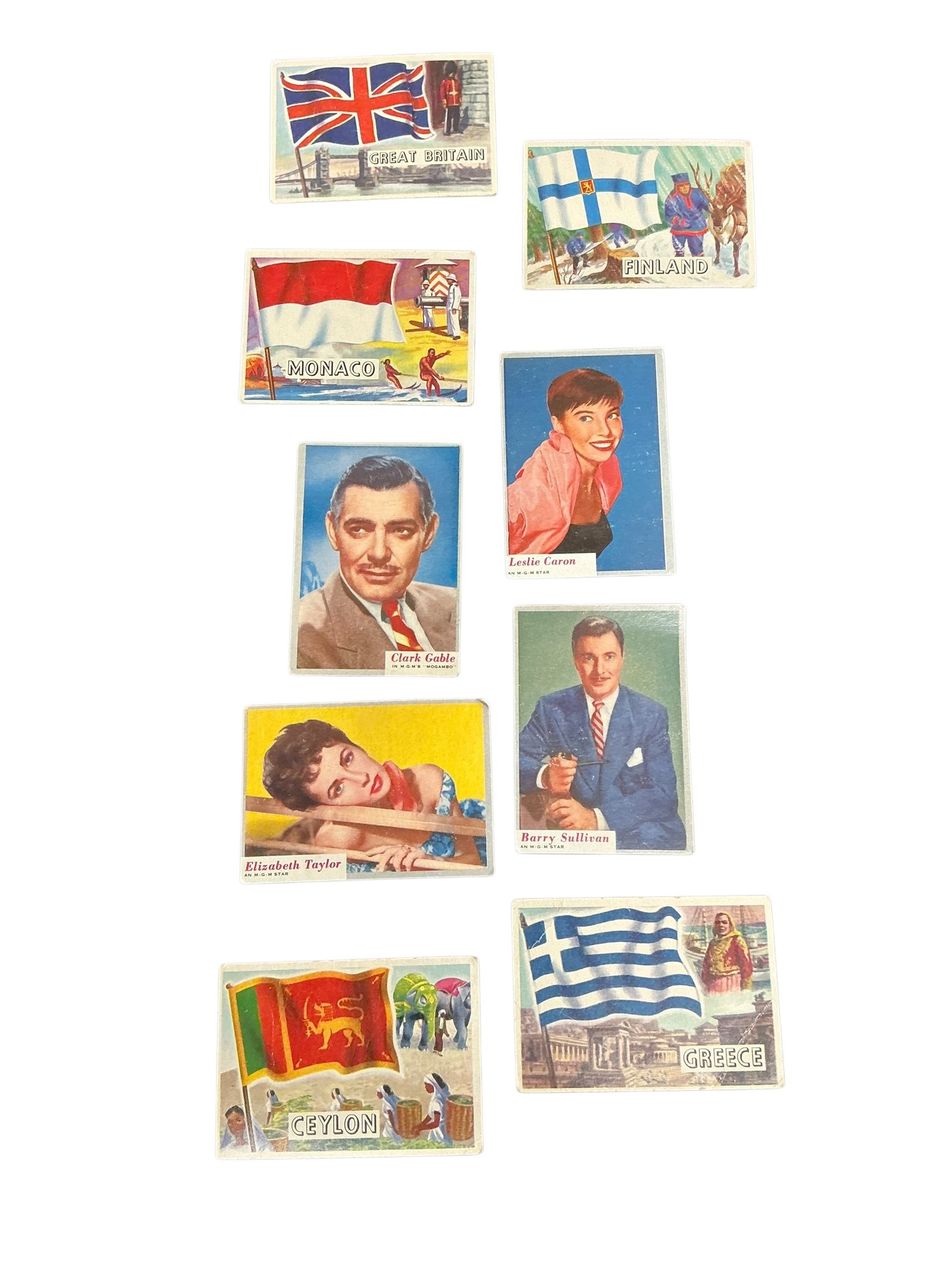 Various Vintage Topps Trading Cards Movie Stars And Flags Of The World ...