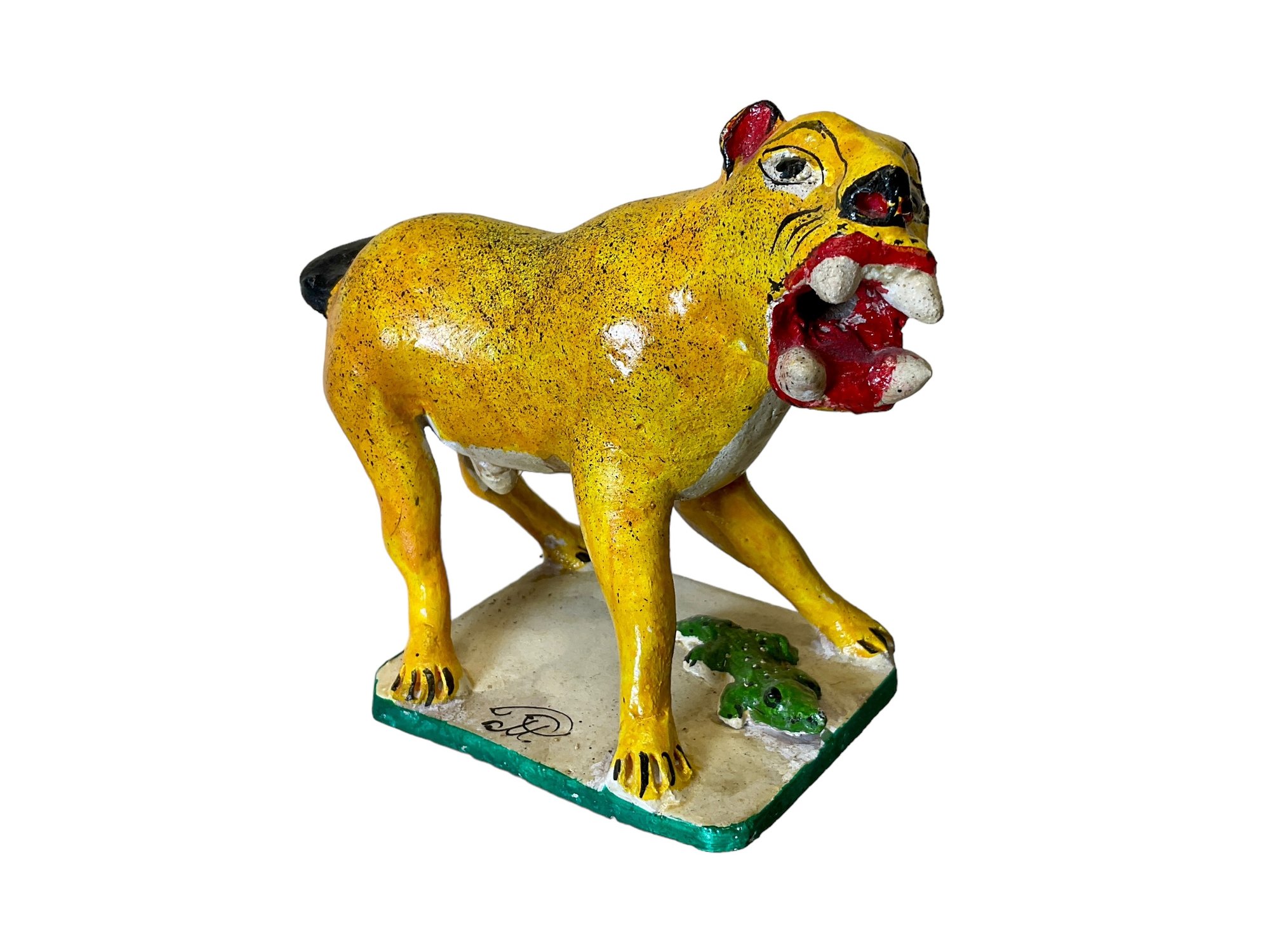 Painted Clay Jaguar Sculpture #10945 | Auctionninja.com