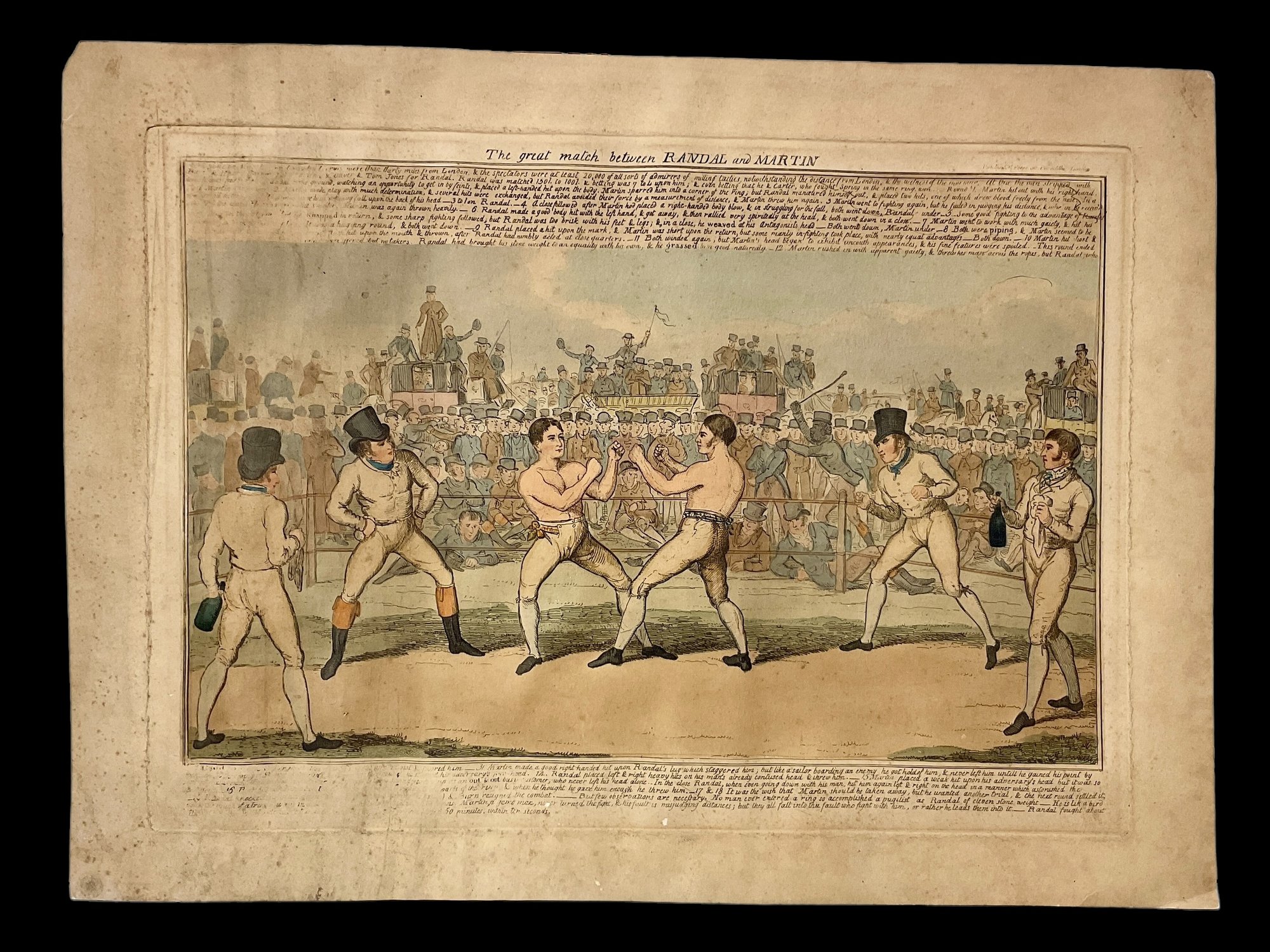 1820 Fores Boxing Etching Great Match Between Randal And Martin #8526 ...