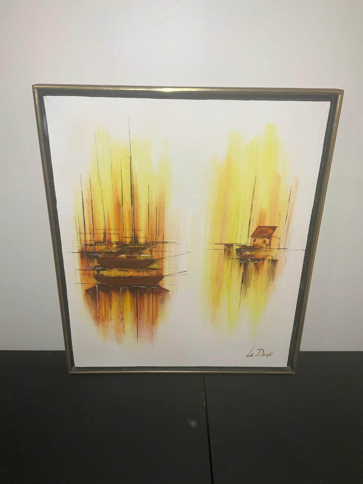 John Le Dene Framed Abstract Seascape Art #21604 | Auctionninja.com