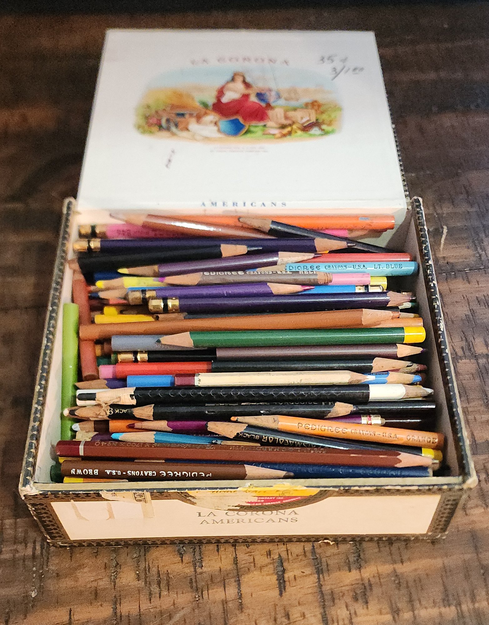Large Collection Vintage Colored Pencils ~ Architectural ~ Engineering ~ In Cigar Box #1003 ...