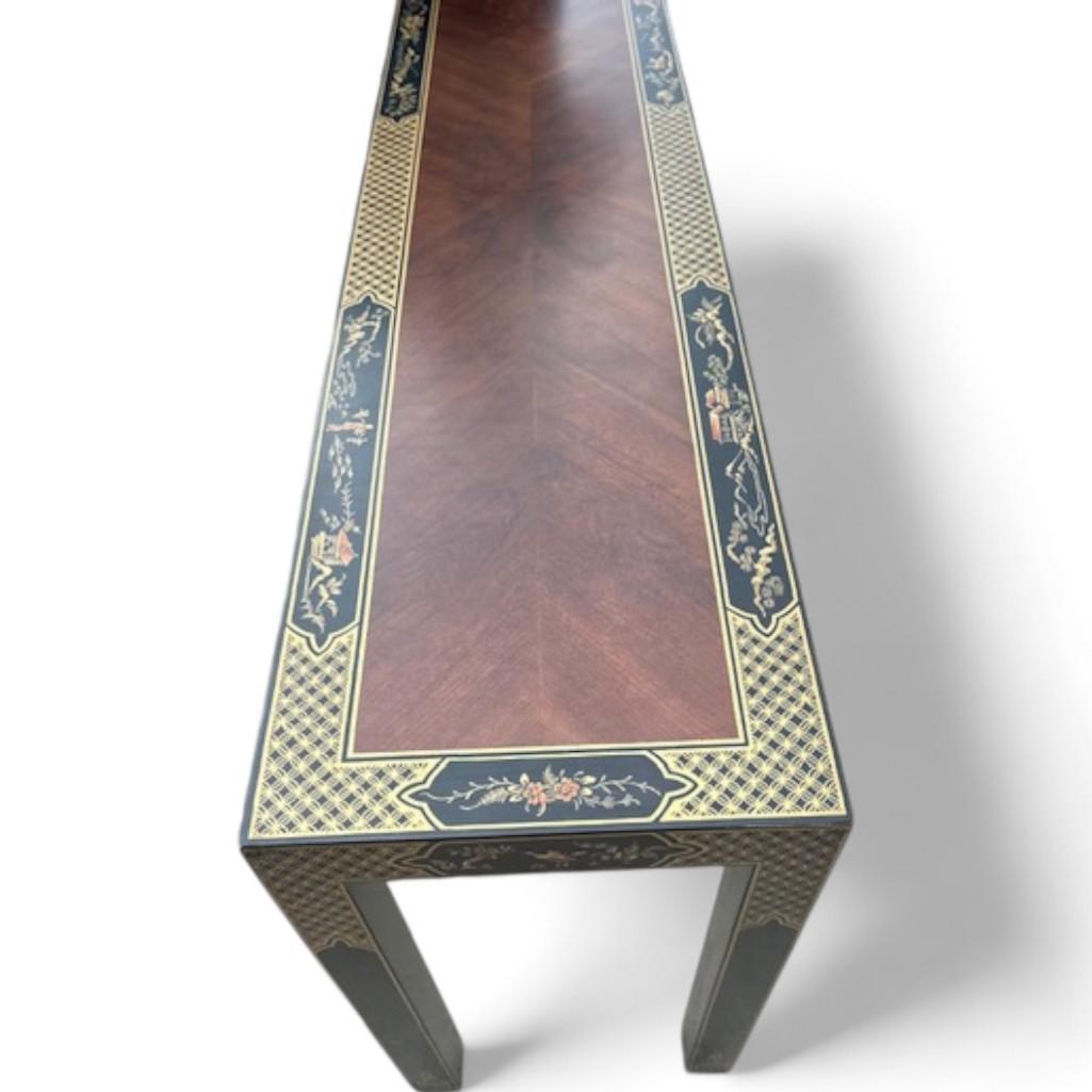 Drexel Et Cetera Console Table, Black Lacquered, Gold Accents, Long ...