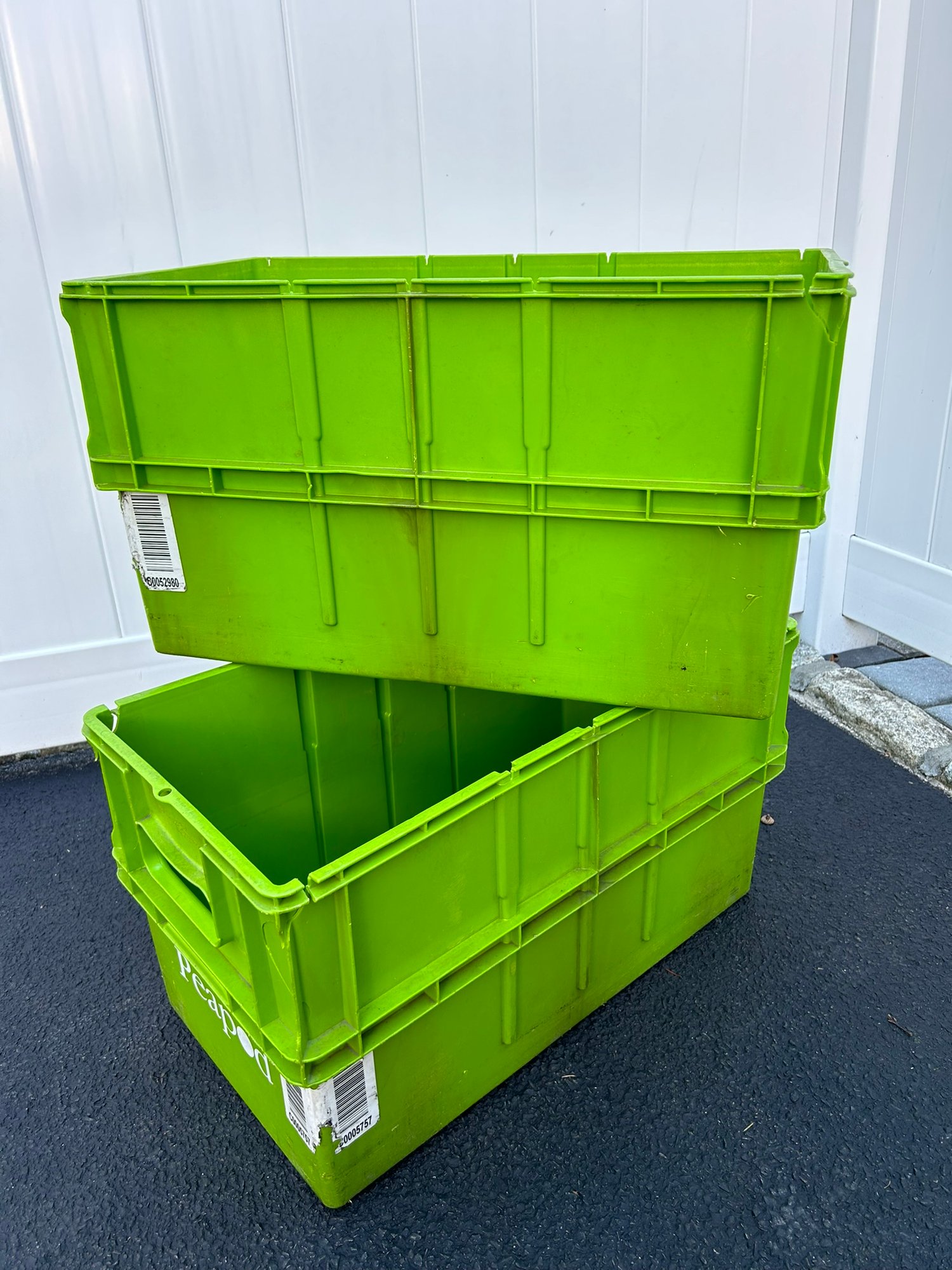 2 Green Heavy Duty Plastic Storage Totes #1282 | Auctionninja.com